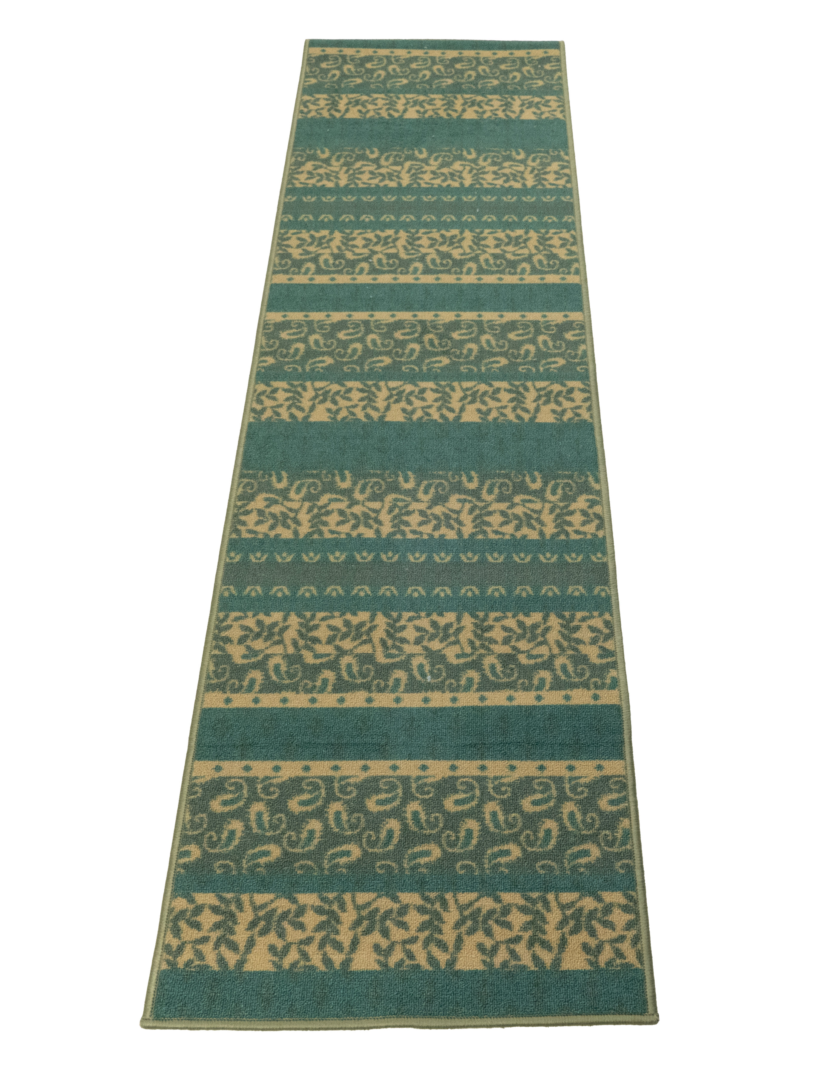Purhome Fleur De Lys Teal Blue Slip Resistant Low Pile Runner Rug ...
