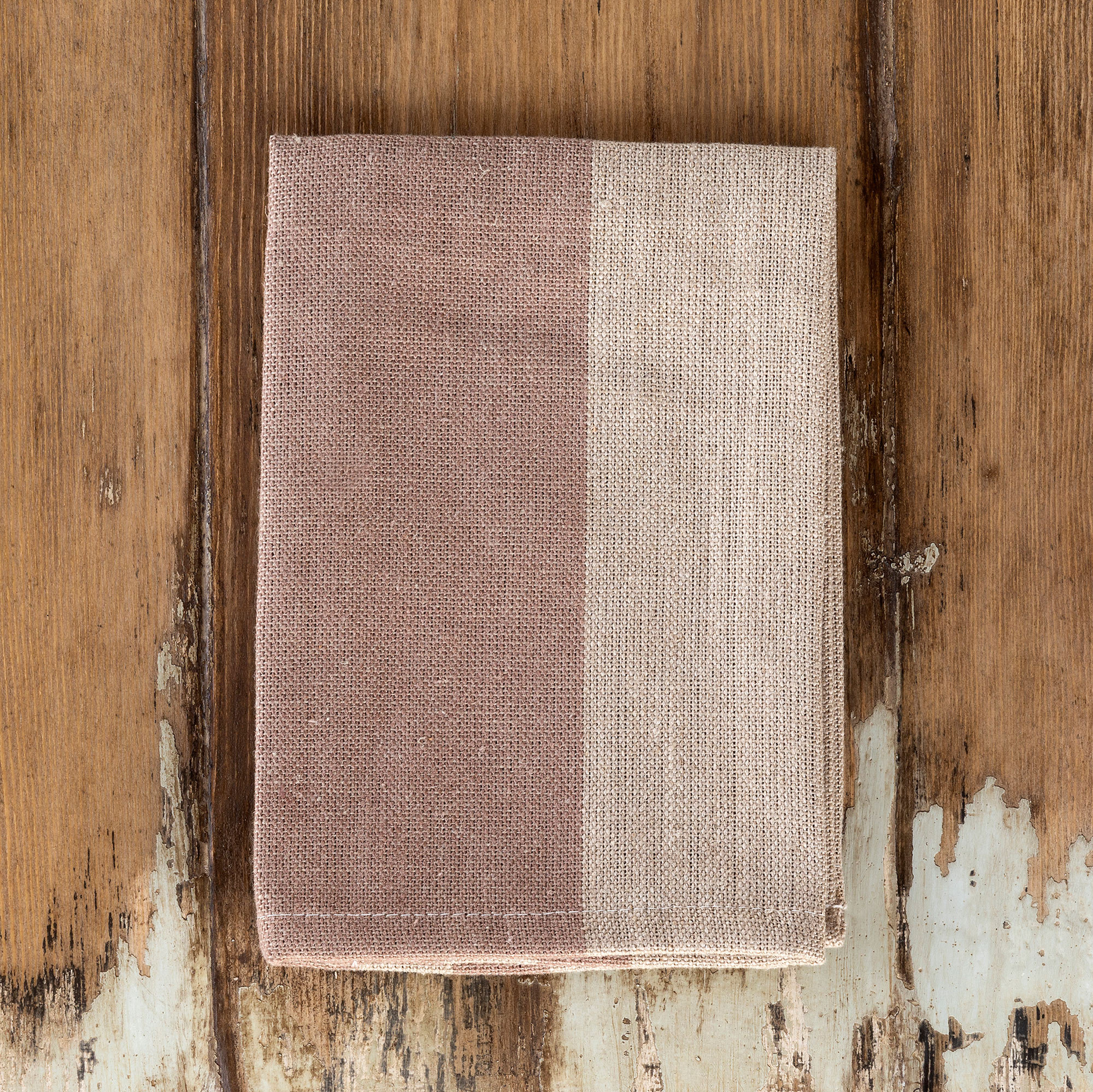 Park Hill Collection Linen Striped Rectangle Napkin in Beige/Dusty Rose ...
