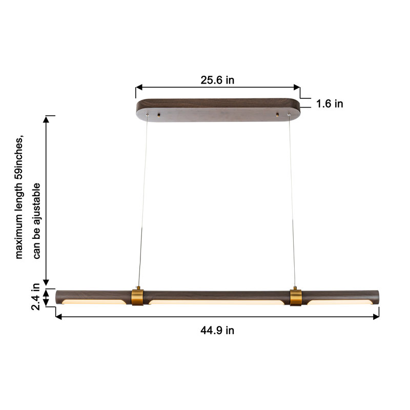 Ivy Bronx Kalahni Modern Desk Pendant Light LED 12W Linear Iron Walnut ...
