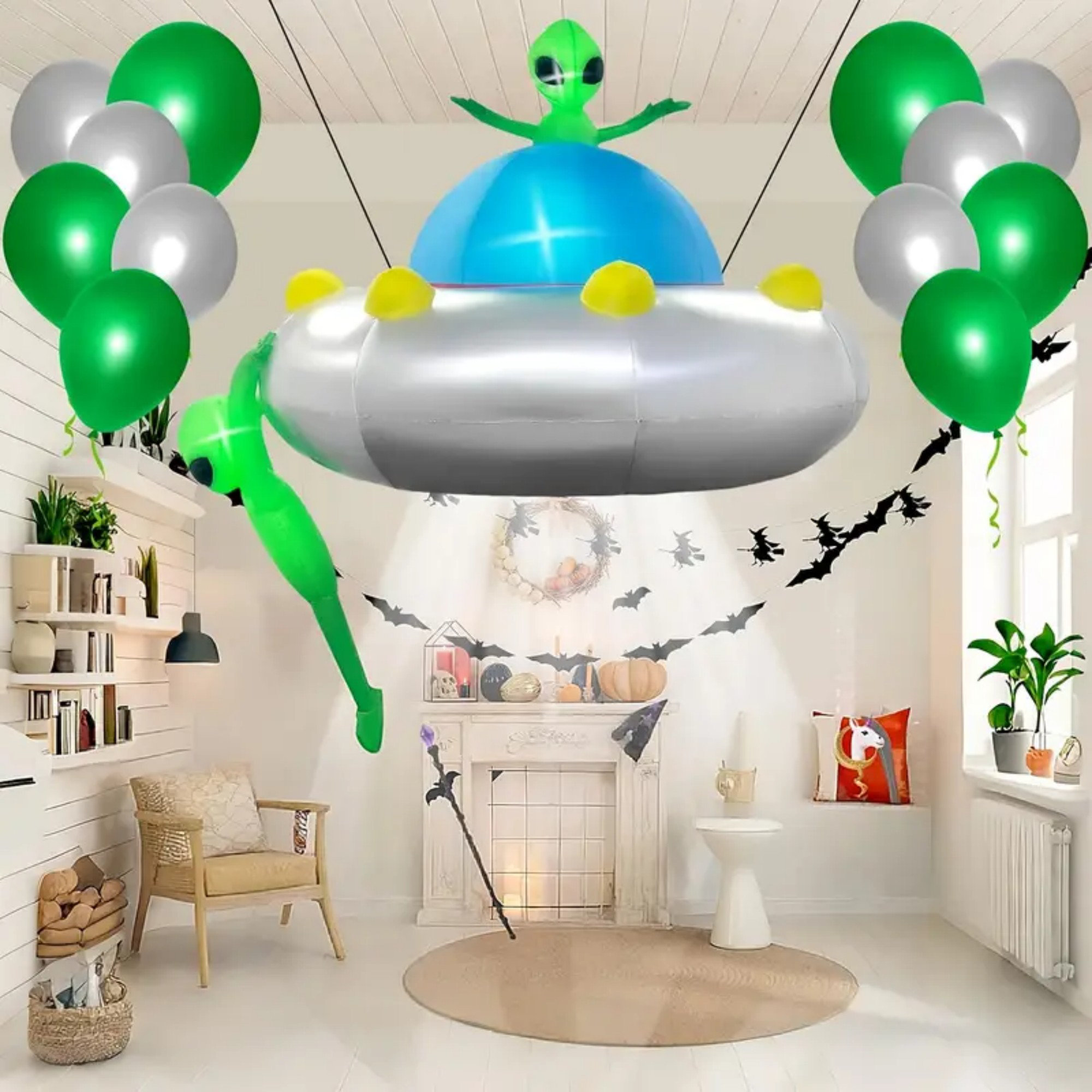 The Holiday Aisle® 6Ft Halloween Inflatable UFO Alien Decoration With ...