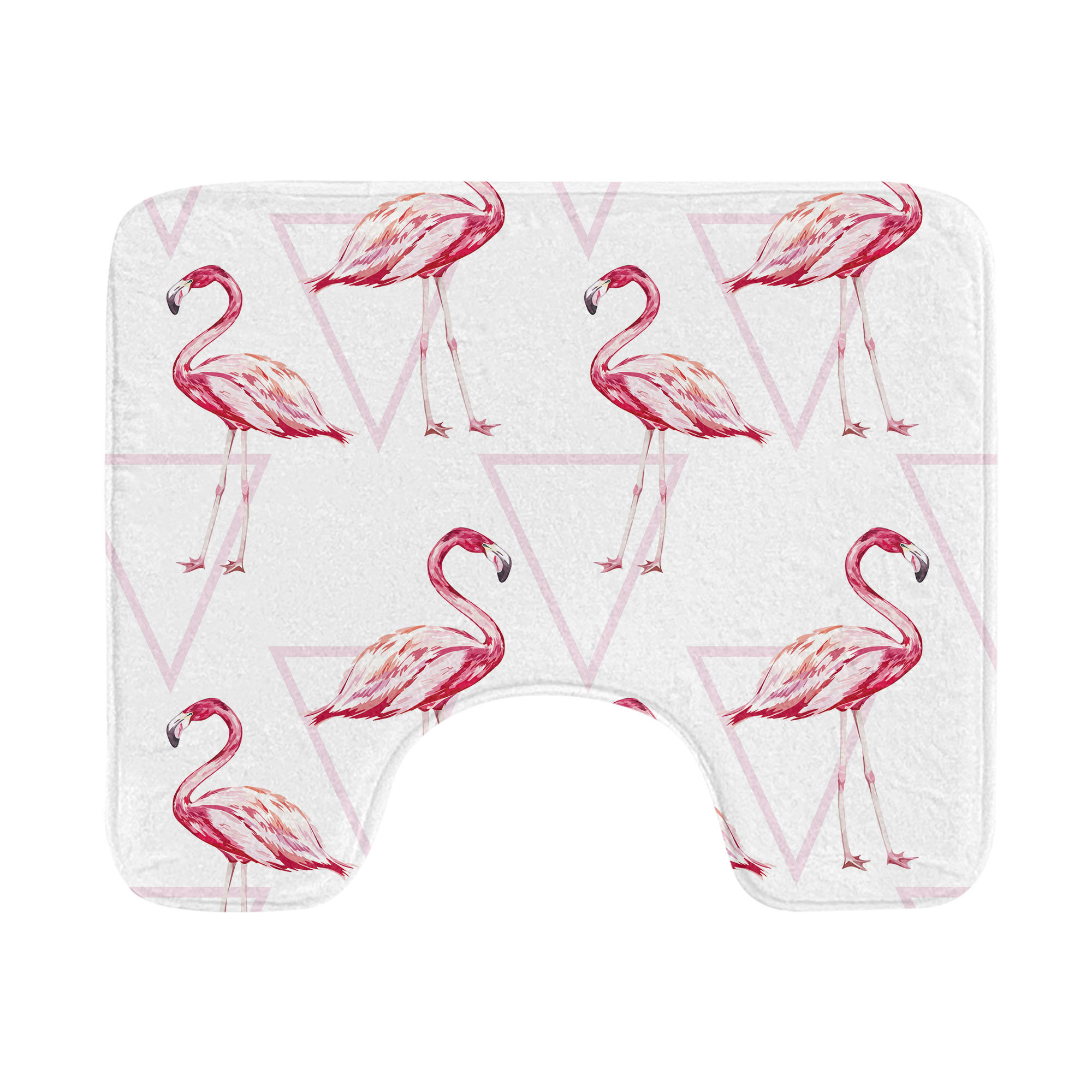 East Urban Home Flamingo Toilet Mat U-Shape Bathroom Rug 20" Pink Peach ...