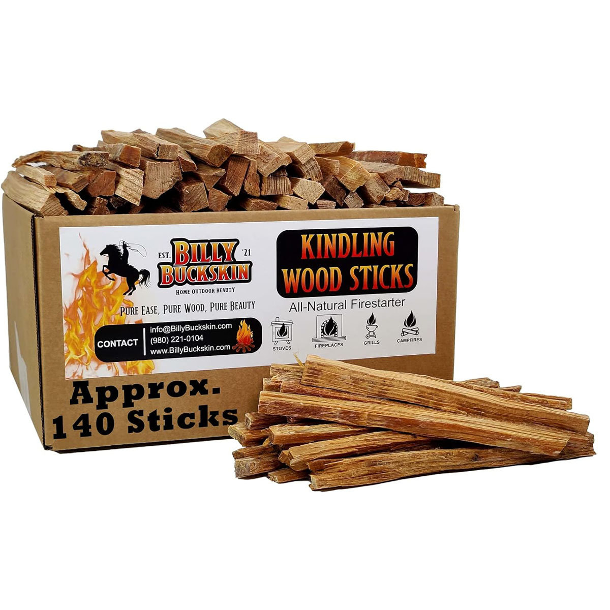 INKEDZ Billy Buckskin Co. Kindling Wood Sticks, Fire Starter Stick for ...