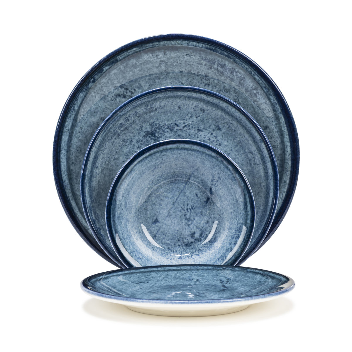 French Home, Blue Stone, Porcelain 16-Piece Dinnerware Set | Perigold
