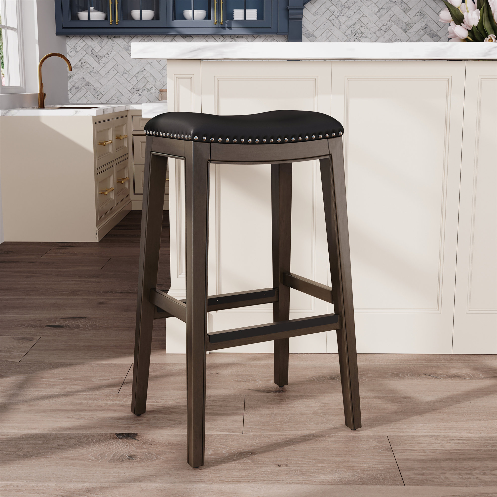 Red Barrel Studio Classic Bar Stool Single Bar Stool With Nail Head ...