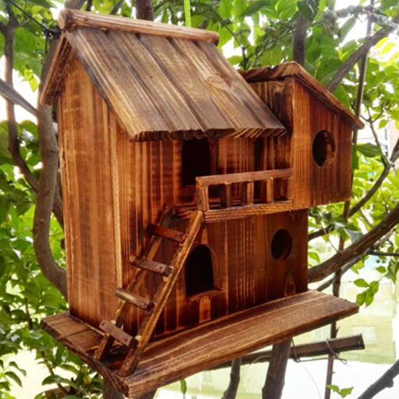 Loon Peak® Ambrasia Wooden Birdhouse Hanging Cage & Reviews | Wayfair