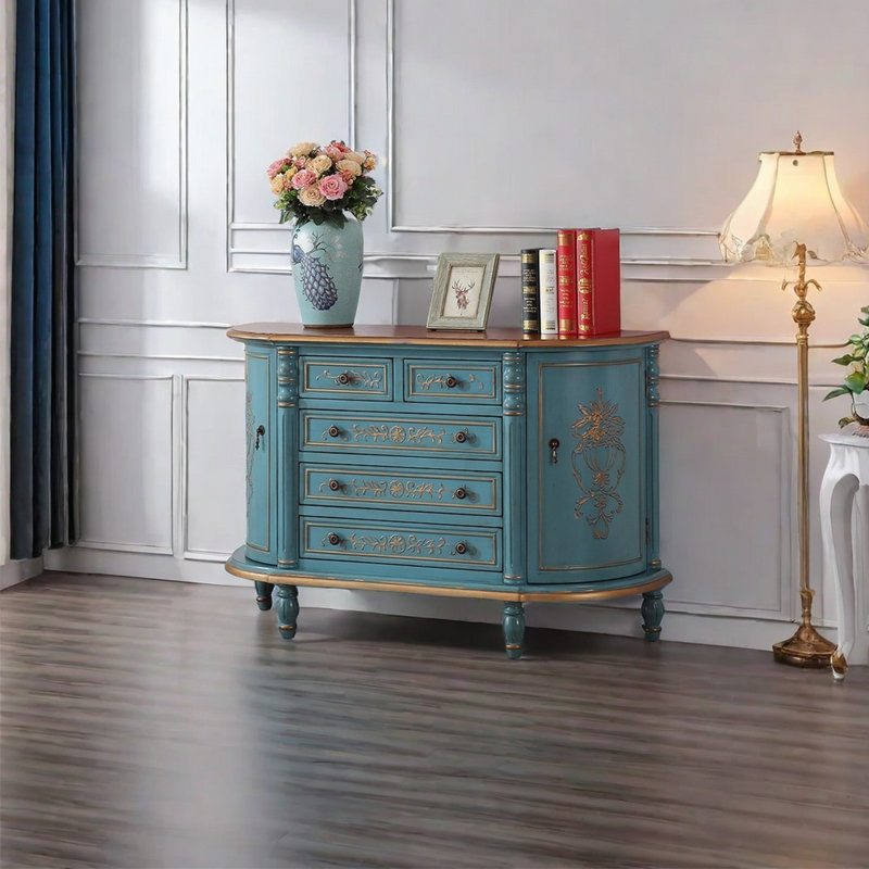 Ruthber Solutions European style half-circle painted accent cabinet ...