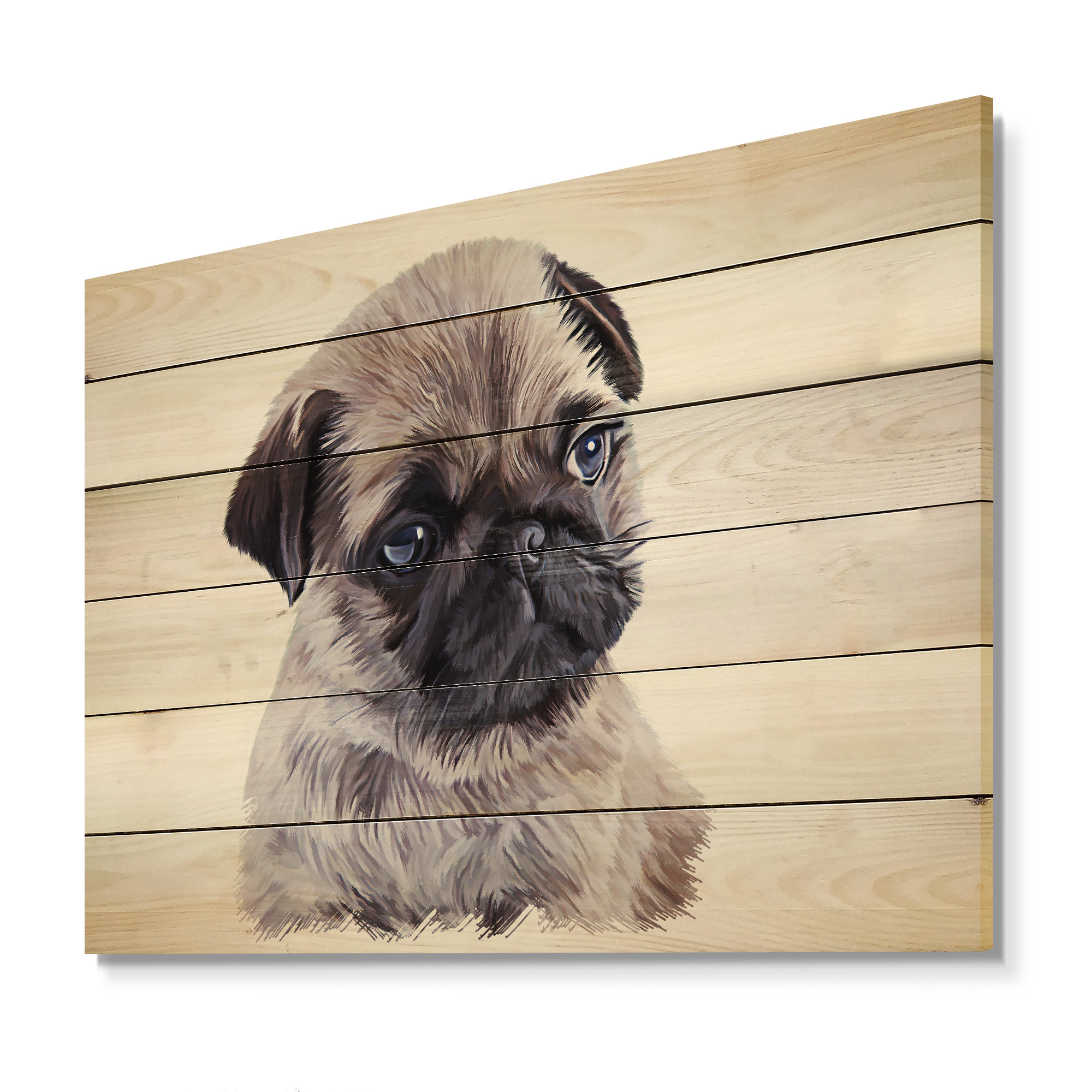 Winston Porter Drawing Puppy Pug Portrait - Traditional Wood Wall Art ...