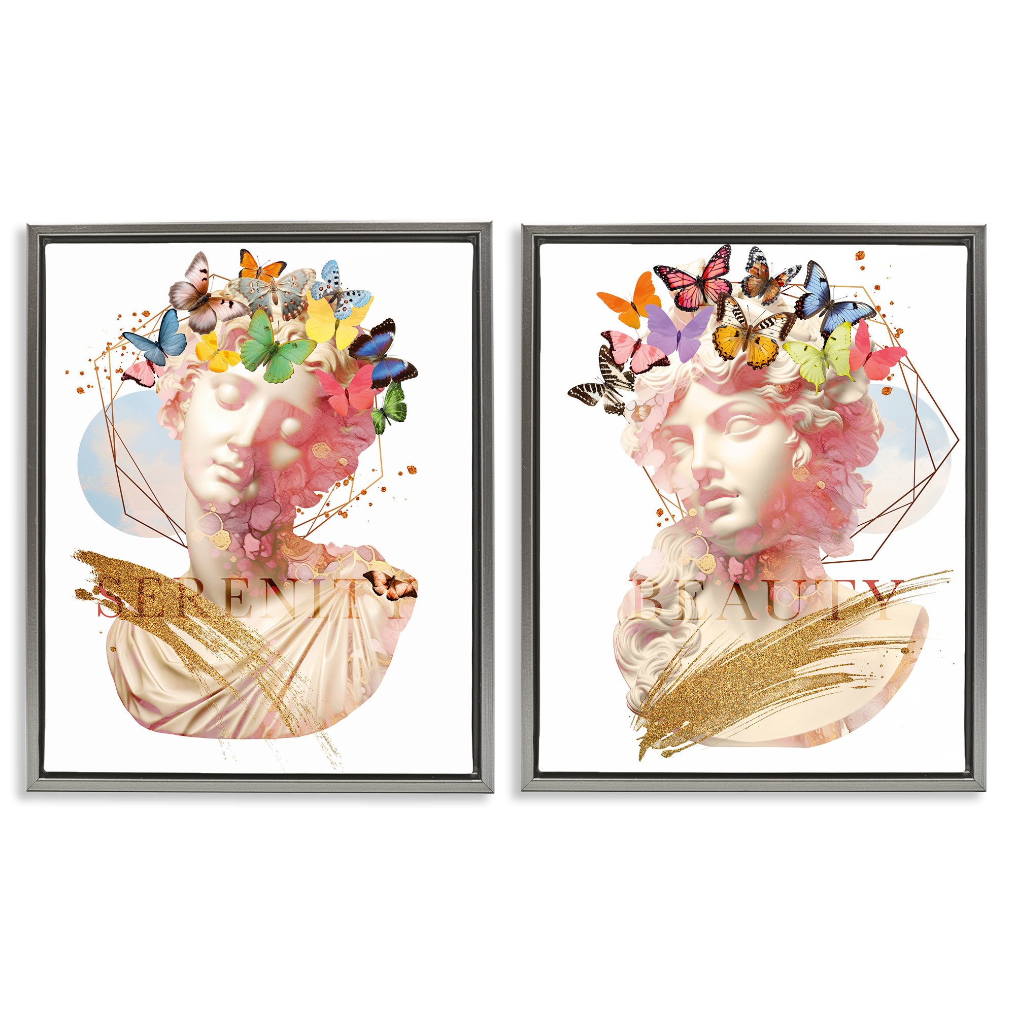 Latitude Run® Serenity & Beauty Glam Collages 2pc Floating Frame Set ...