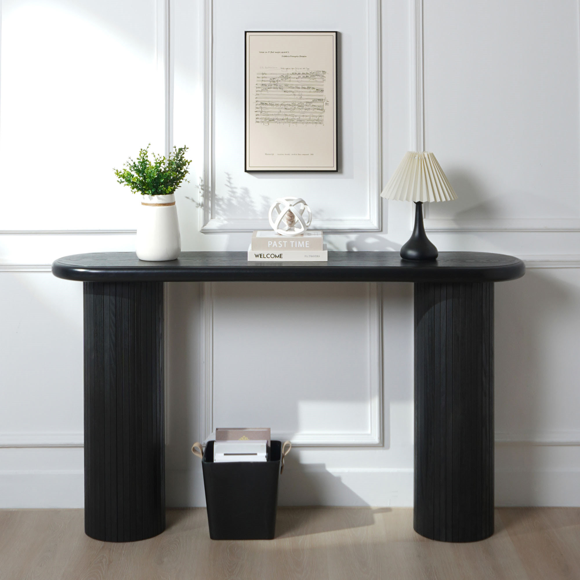 Red Barrel Studio Wood Console Table, Modern Black Console Table, 56" W ...