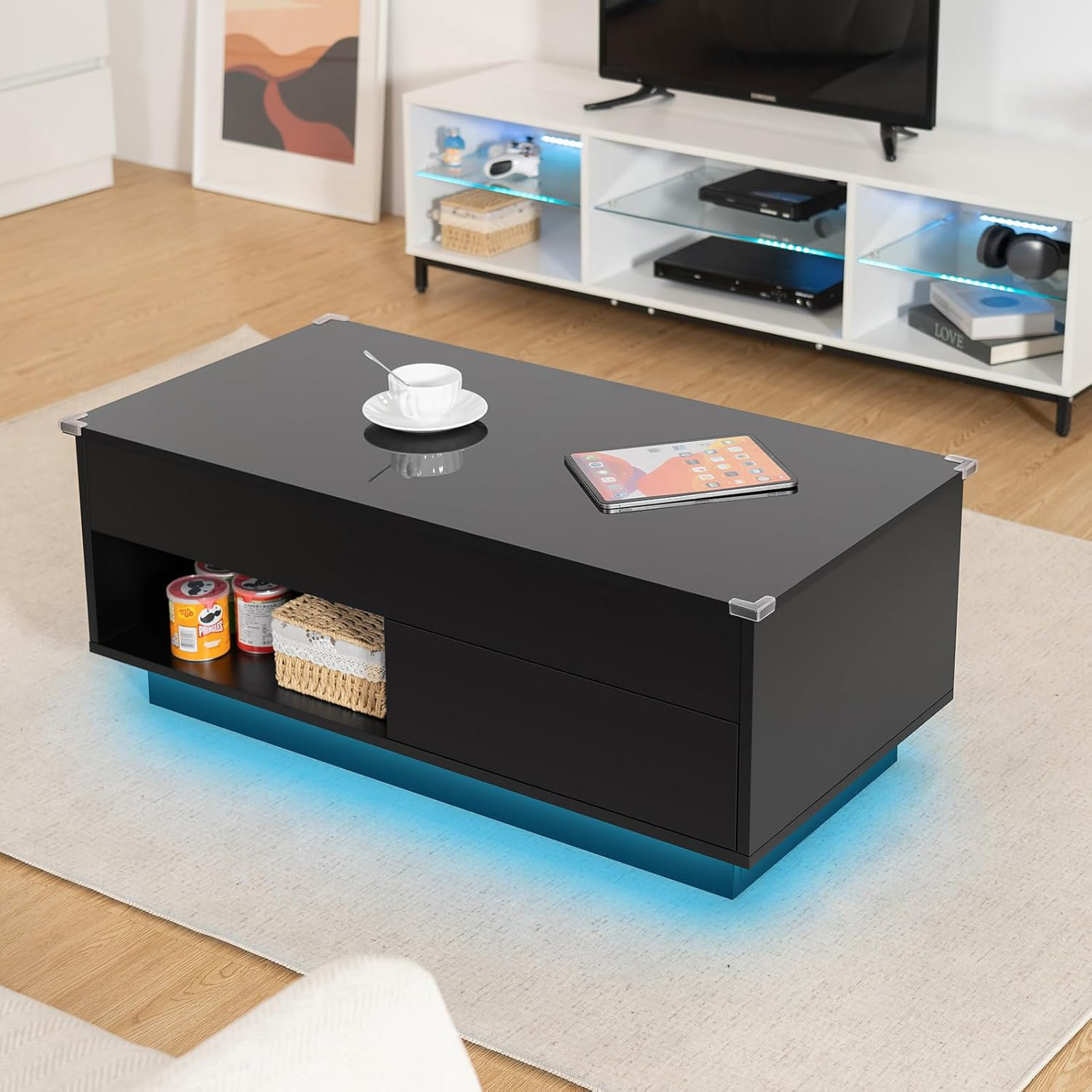 Ivy Bronx LED Coffee Table For Living Room Morden Coffee Tables With ...