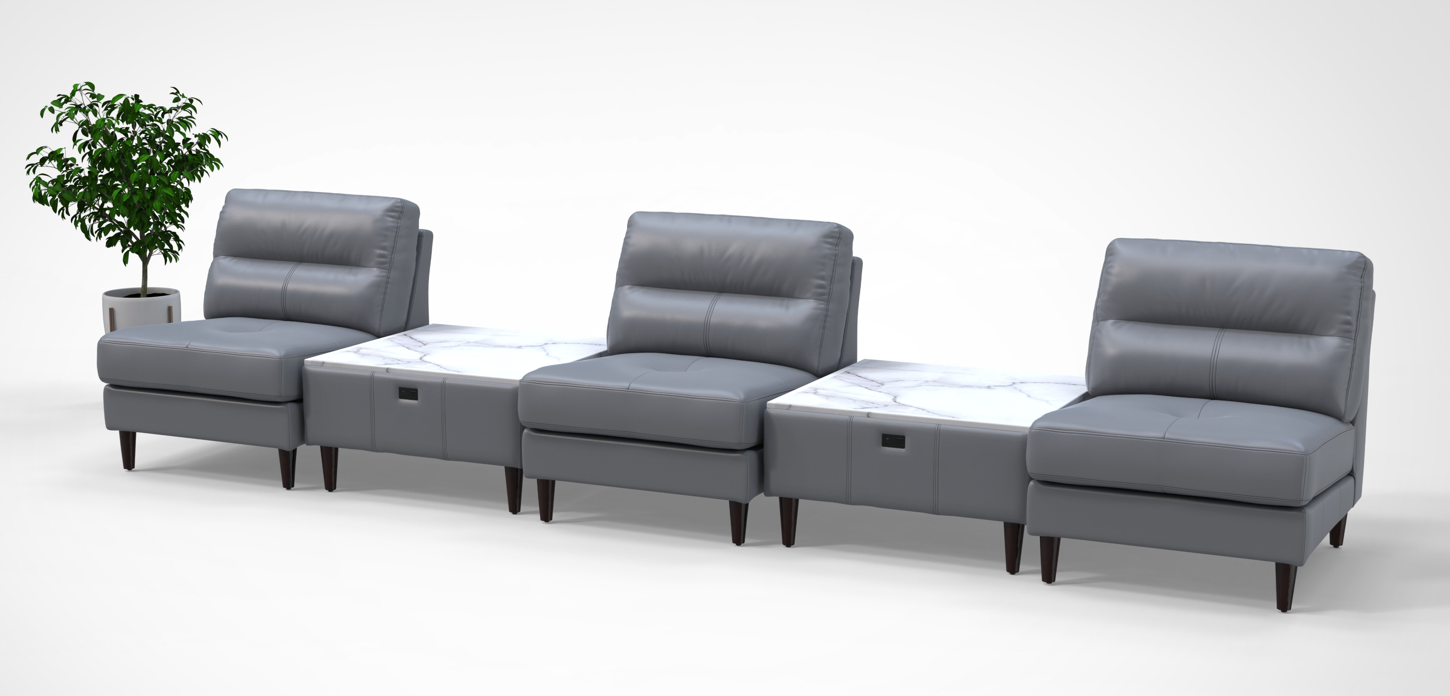 Reunion 3 Person Waiting Room Reception Chairs with Charging Tables Set ...