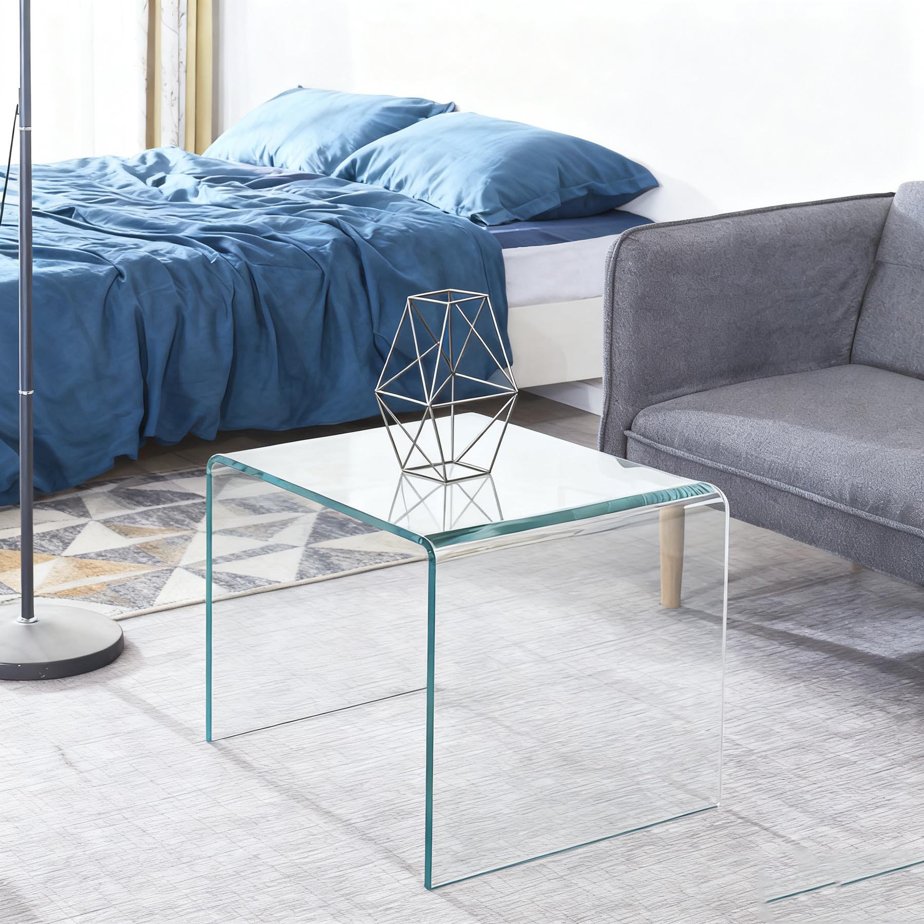 Wrought Studio Transparent End Table,Tempered Clear Bent Glass ...