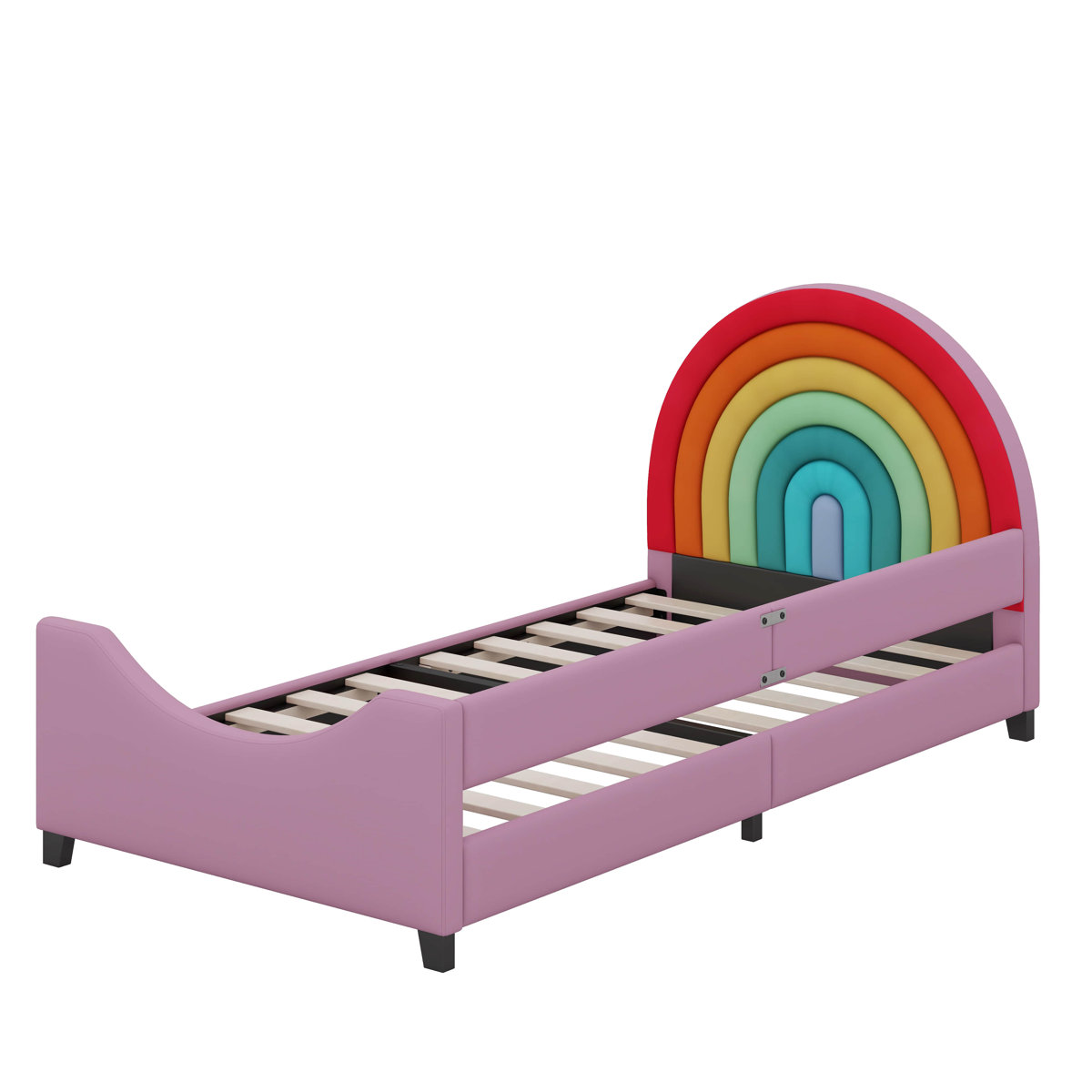 Cosmic Colorful Velvet Rainbow Twin Daybed Frame With Rainbow-Shaped ...