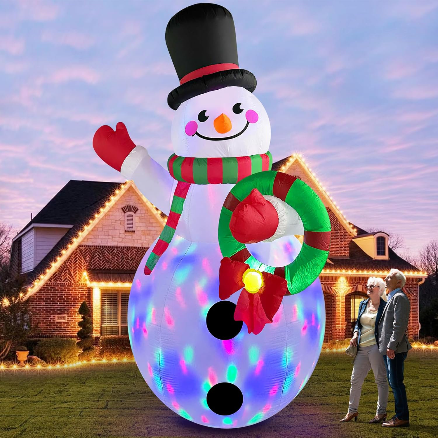 The Holiday Aisle® 12 FT Giant Christmas Inflatables Snowman Built-In ...