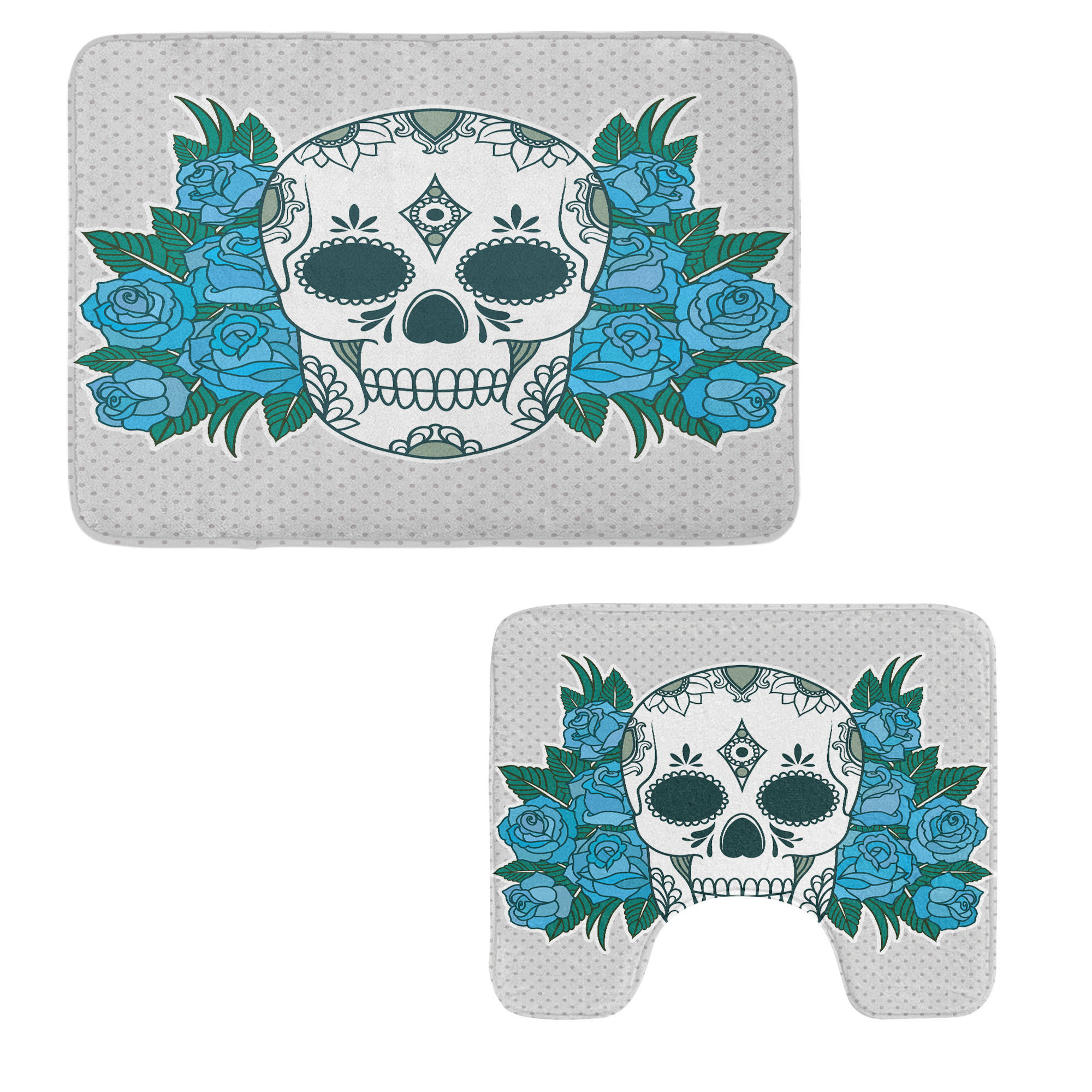 East Urban Home Skull Bathroom Rug Set 2 Pieces Rectangle & Contour ...