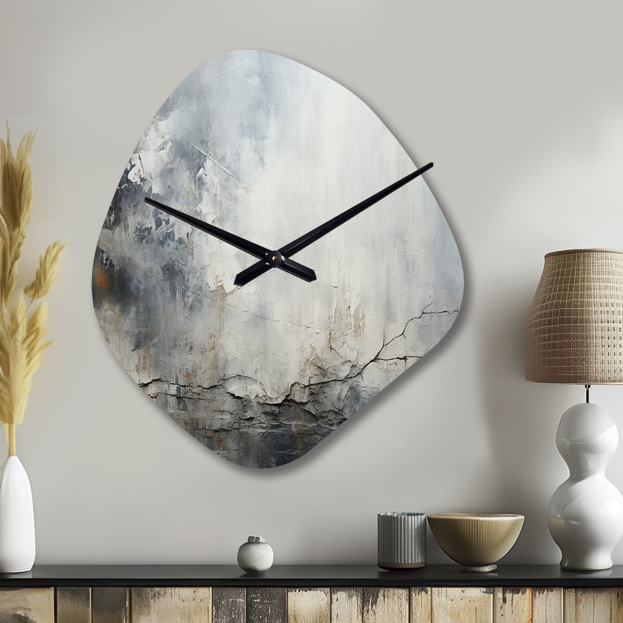 grey stone wall clock