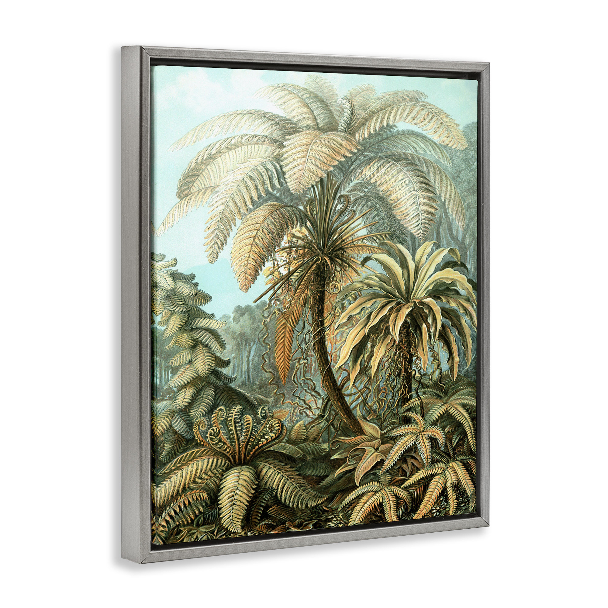 Bay Isle Home™ Detailed Palm Tree Leaves Framed Floater Canvas Wall Art ...