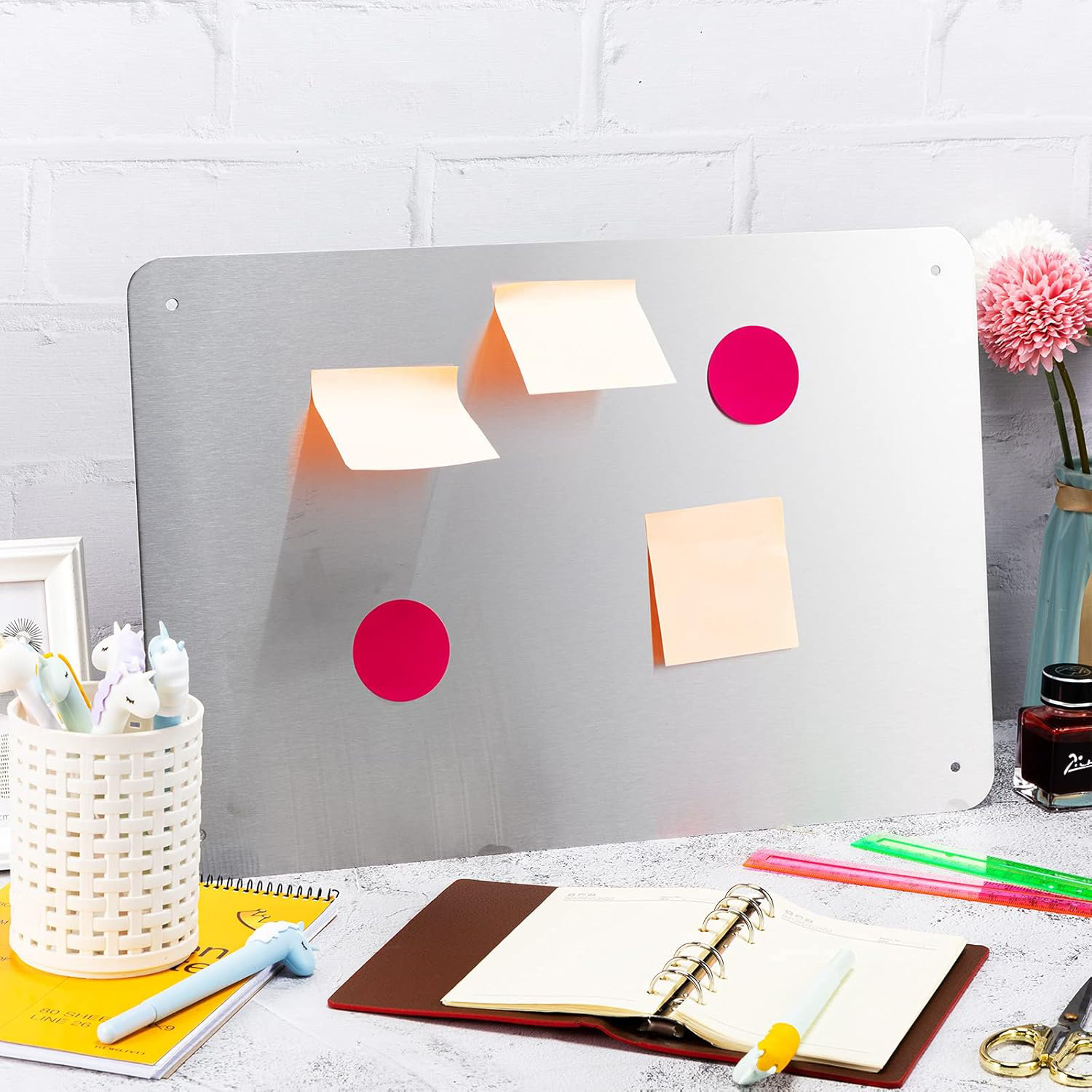 Inbox Zero 2 Pack Metal Magnet Boards 17.7 X 11.8 In Stainless Steel ...