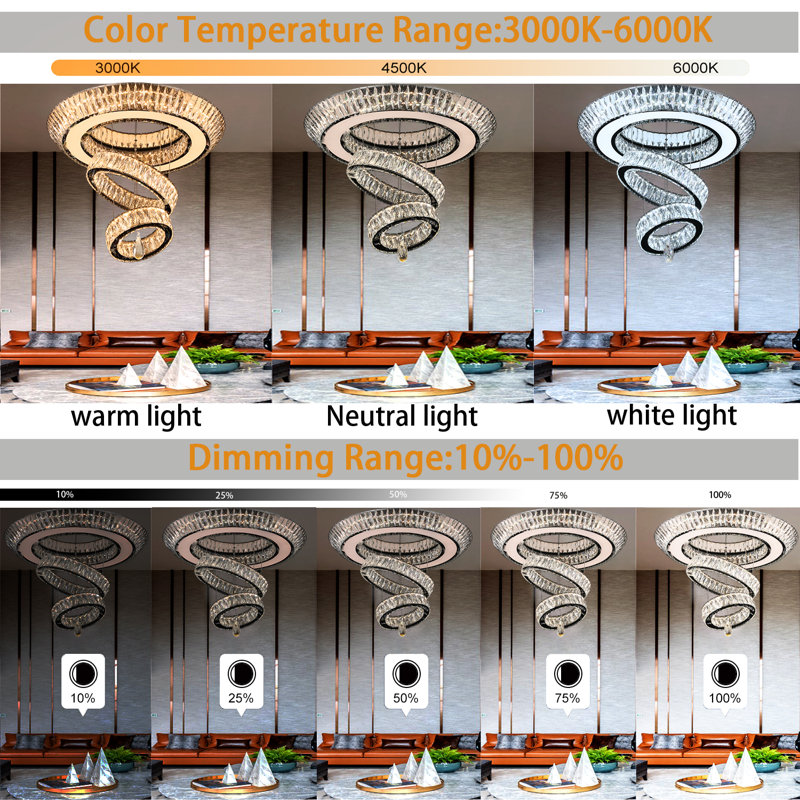 Rosdorf Park Jaimmie 32 Inch Modern Large Ring Crystal Chandelier ...