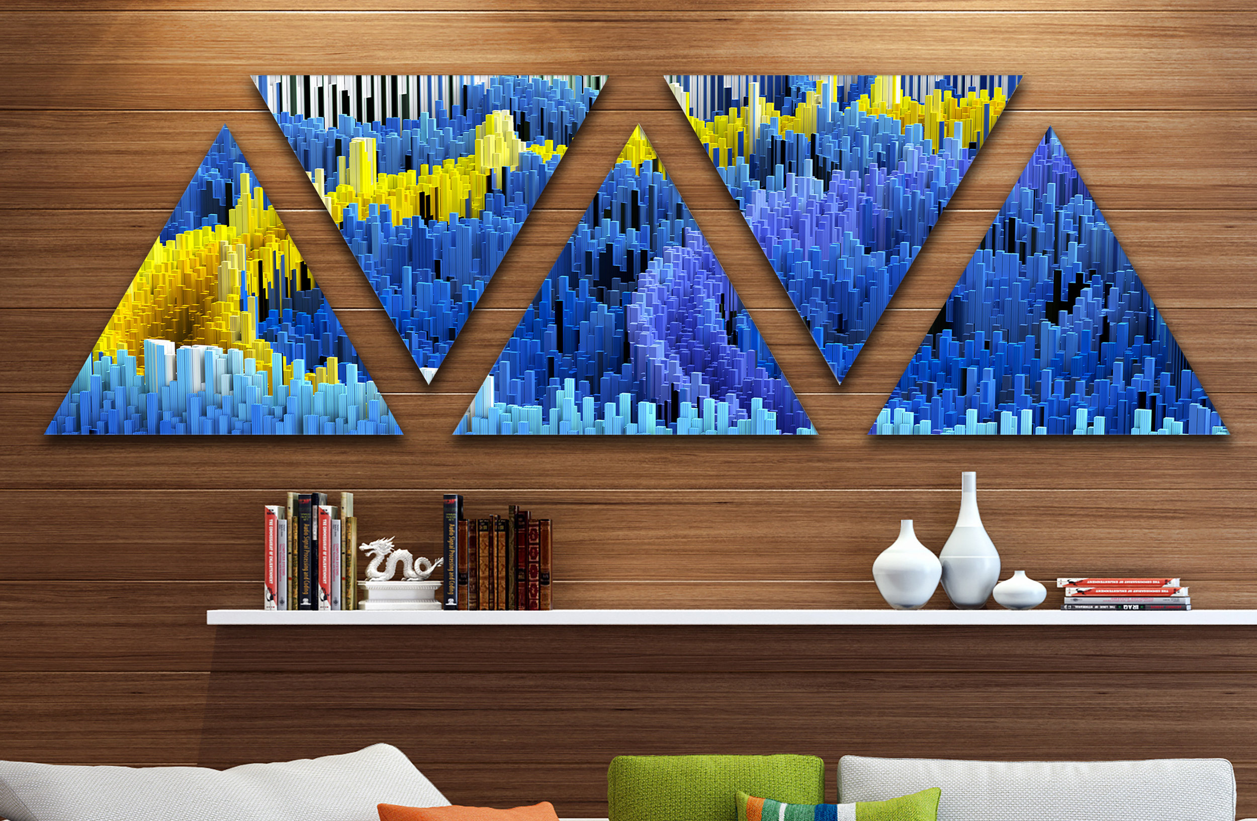East Urban Home 'Macro Render Structure Blue Yellow' Graphic Art Print ...