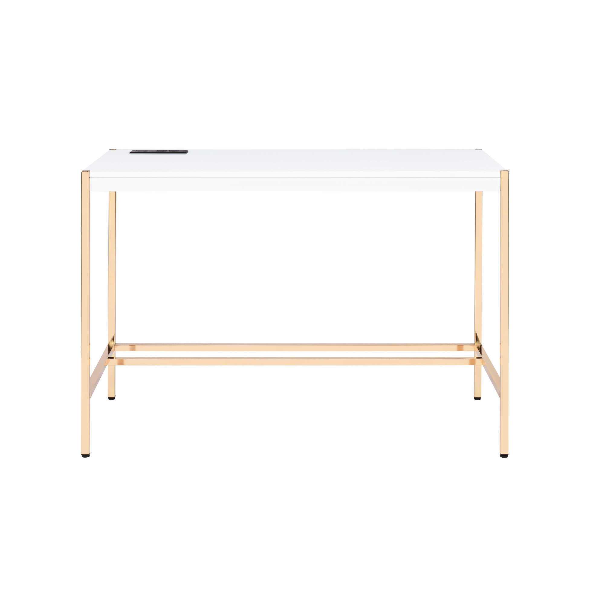 Ebern Designs Modern White And Gold Writing Desk With Port For Office ...