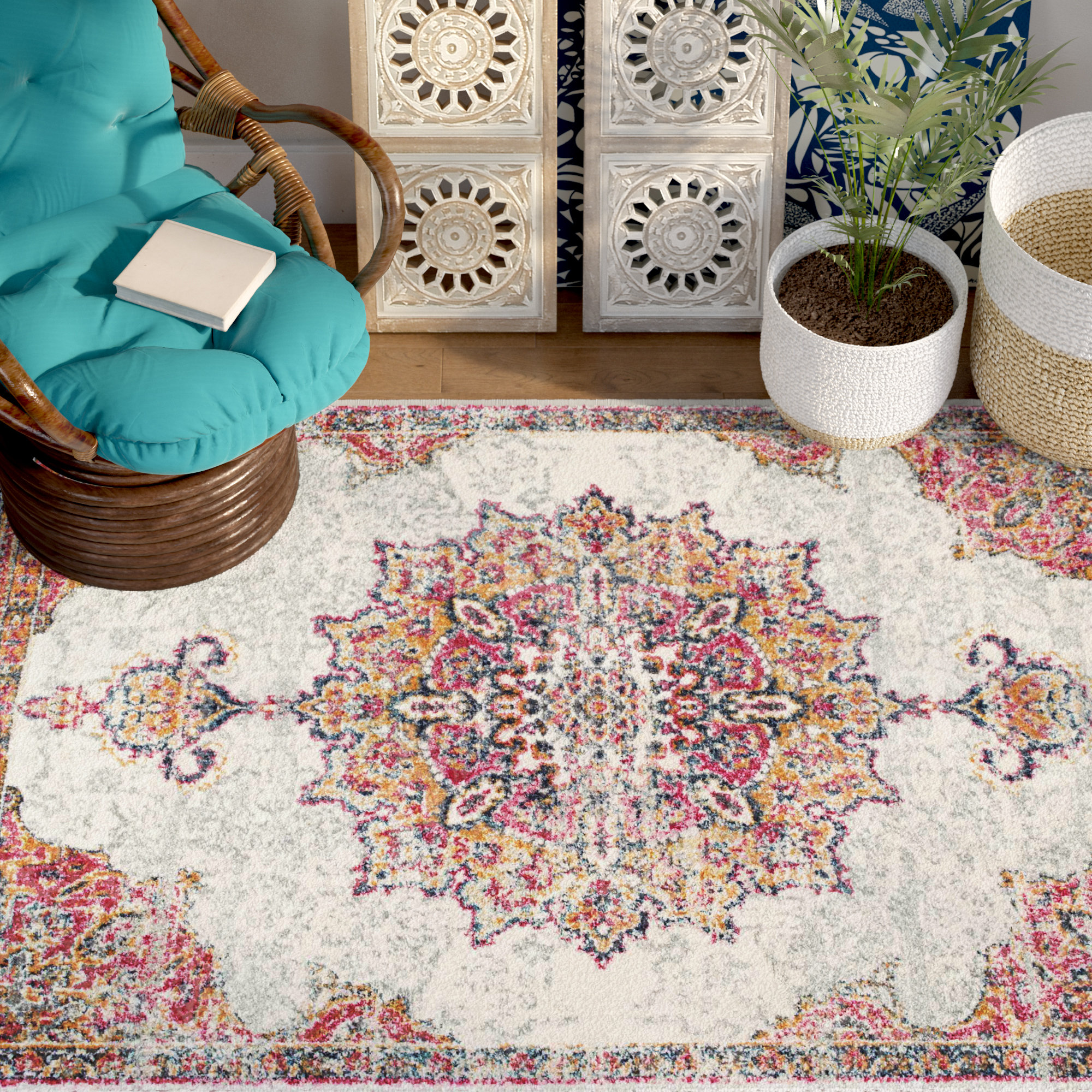 Bungalow Rose Mcalmont Oriental/Persian Area Rug for Living Room ...