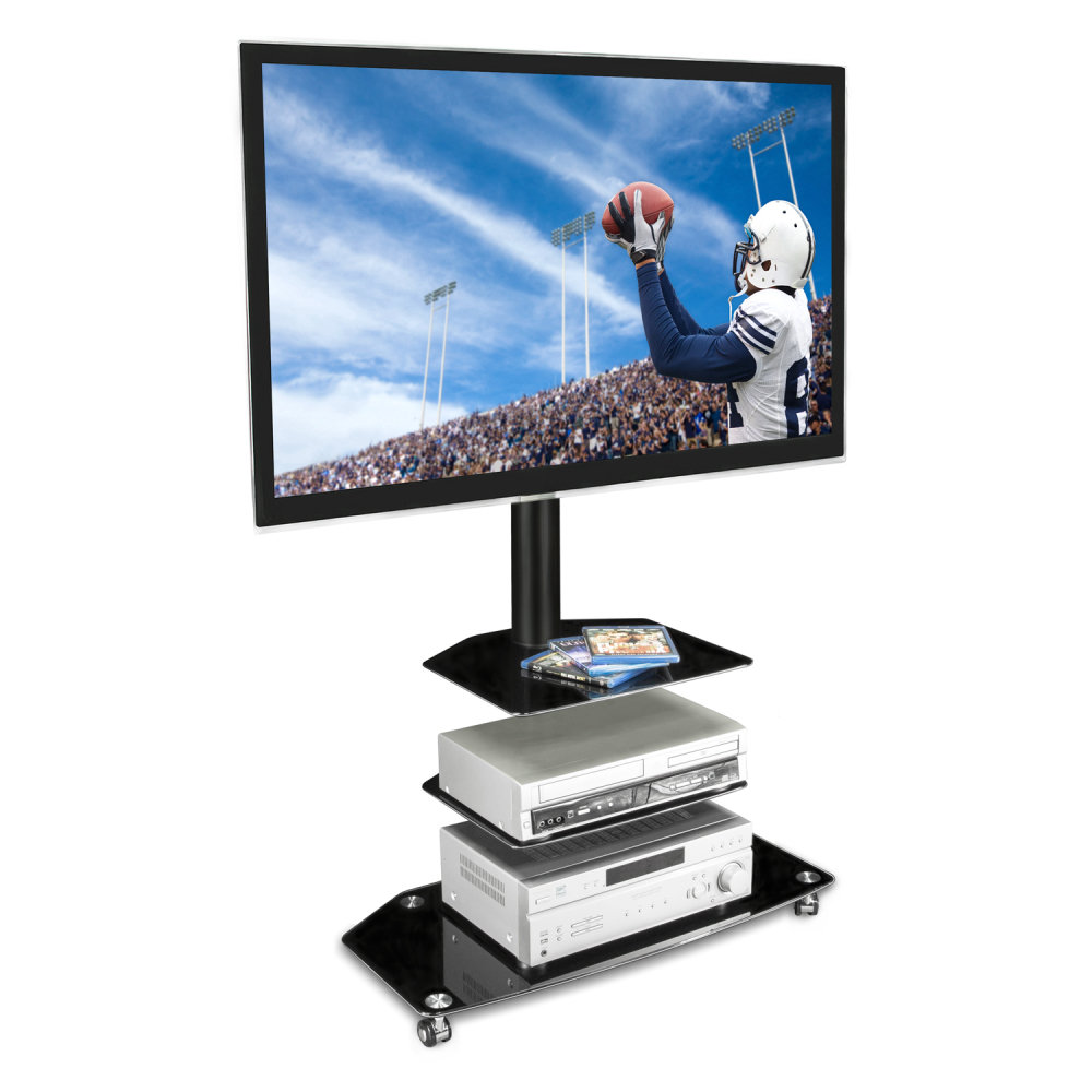 Mount-it Mount-It! Mobile TV Stand with Rolling Casters & Three-Tiered ...