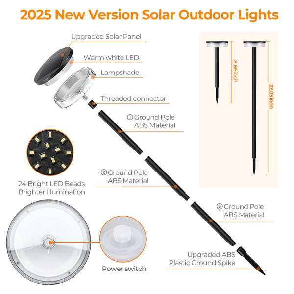 KOOPER Solar Pathway Lights Outdoor, Solar Lights Outdoor Waterproof ...