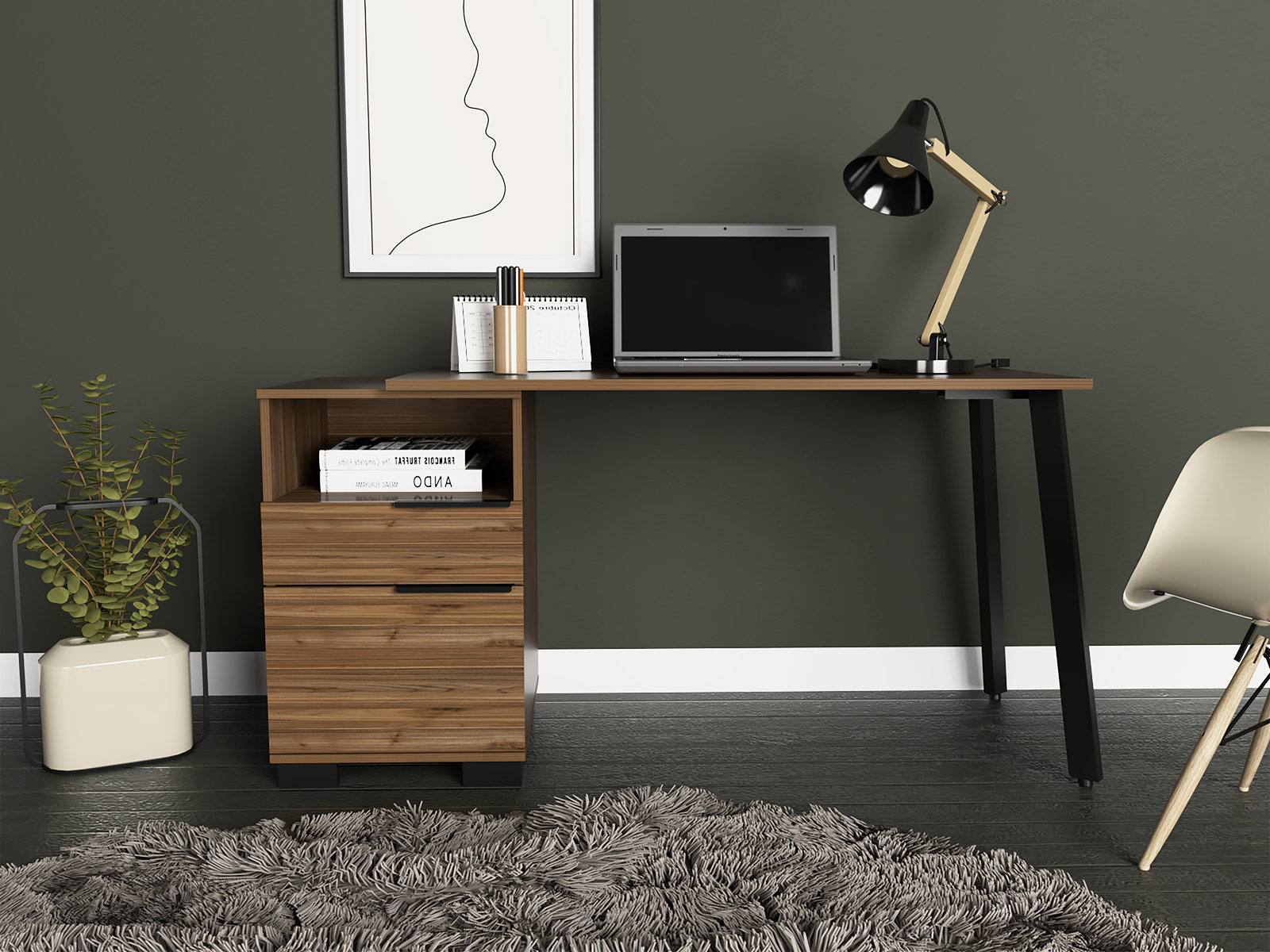 Latitude Run® Writing Desk with Built-in Cabinet - Wayfair Canada