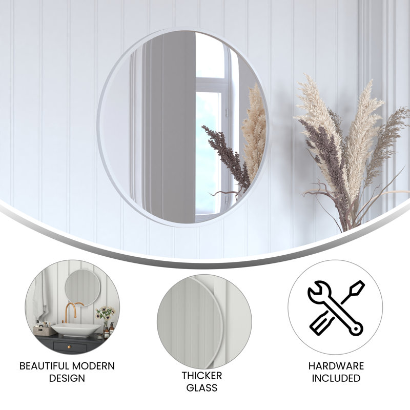 Mercer41 Gagalis Wall Mount Shatterproof Round Accent Wall Mirror with ...