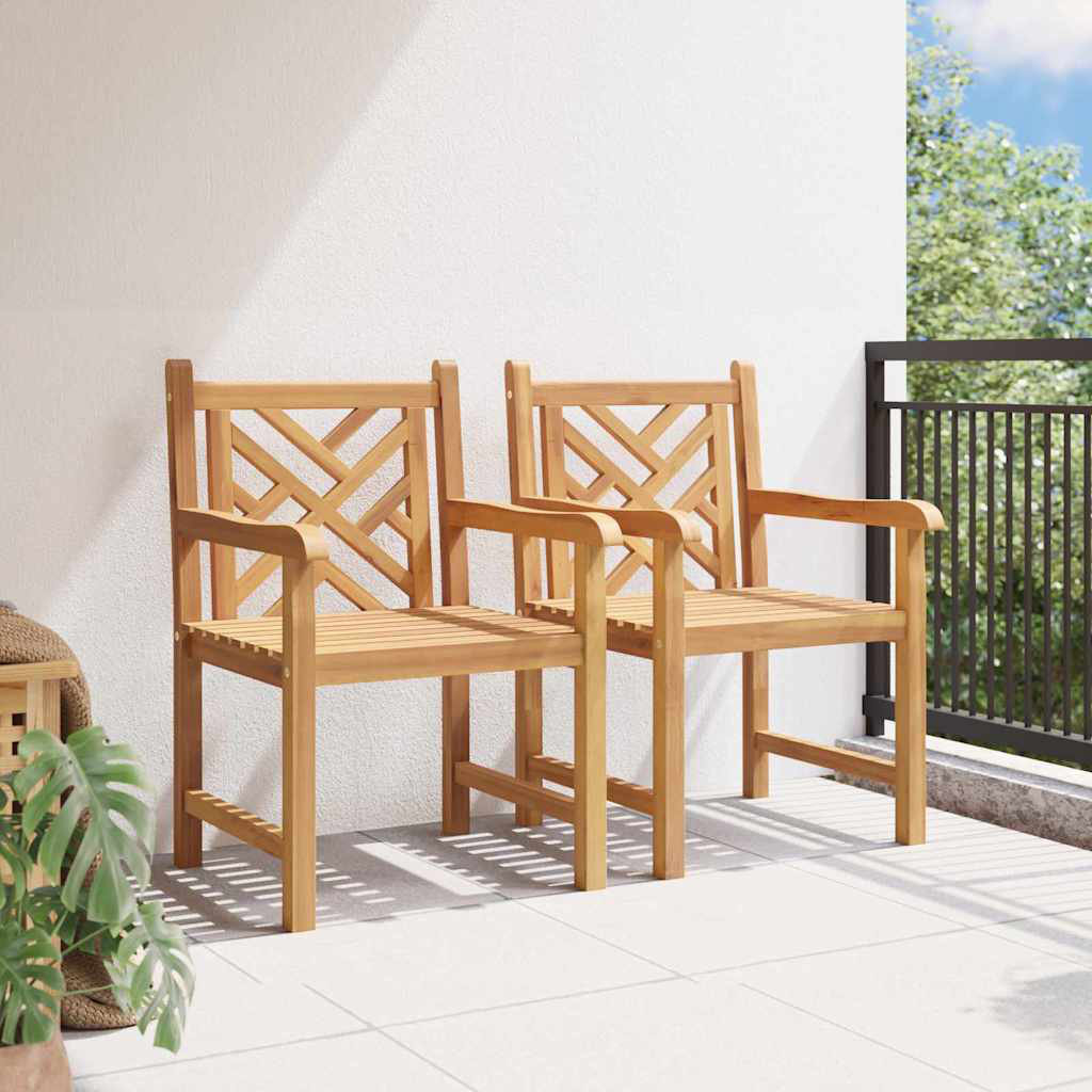 Union Rustic Garden Chairs 2 Pcs Brown 58 X 60 X 90 Cm Solid Teak Wood ...