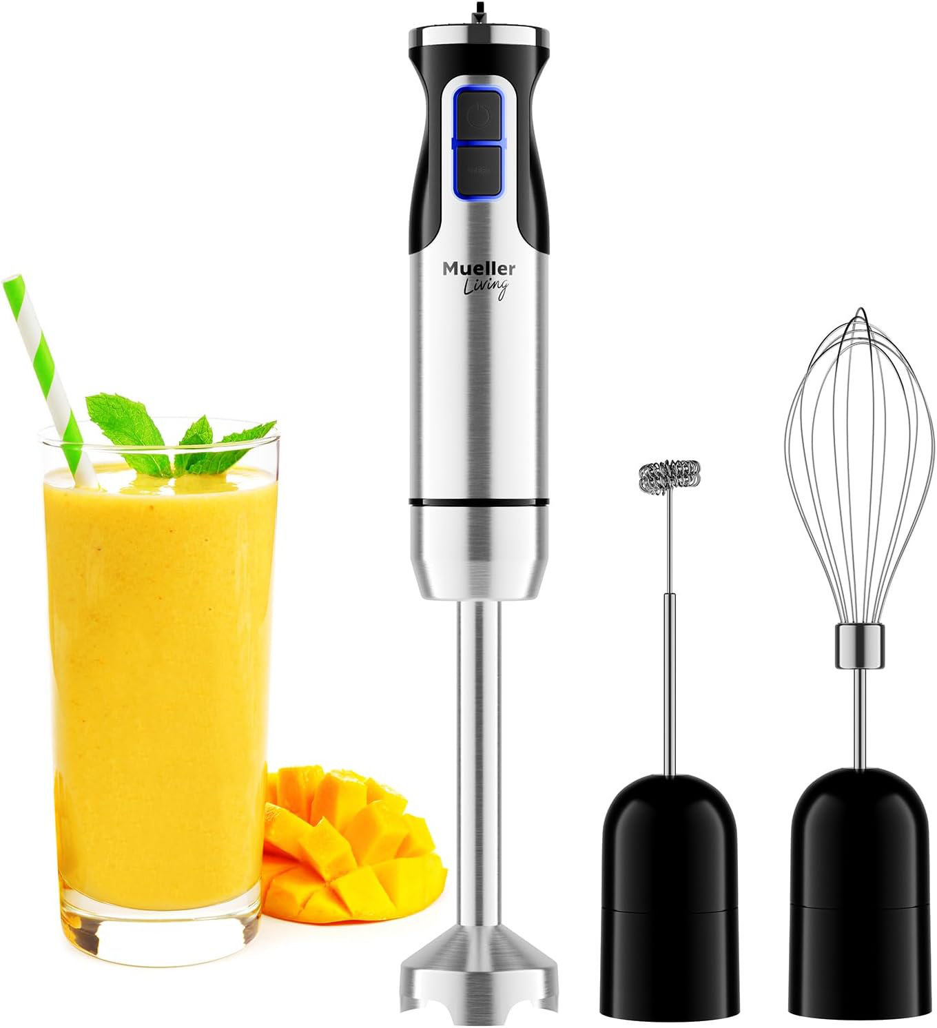 MuellerLiving 3 in 1 Immersion Hand Blender with 8 Speed and Turbo Mode ...