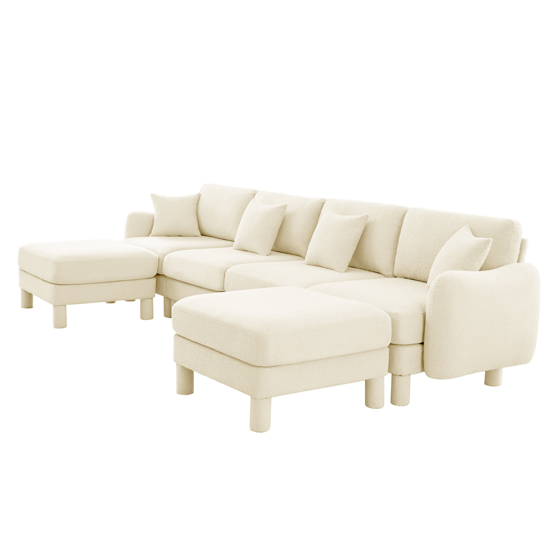 Latitude Run® 4 - Seater U Shape Sectional Couch With Beige Boucle ...