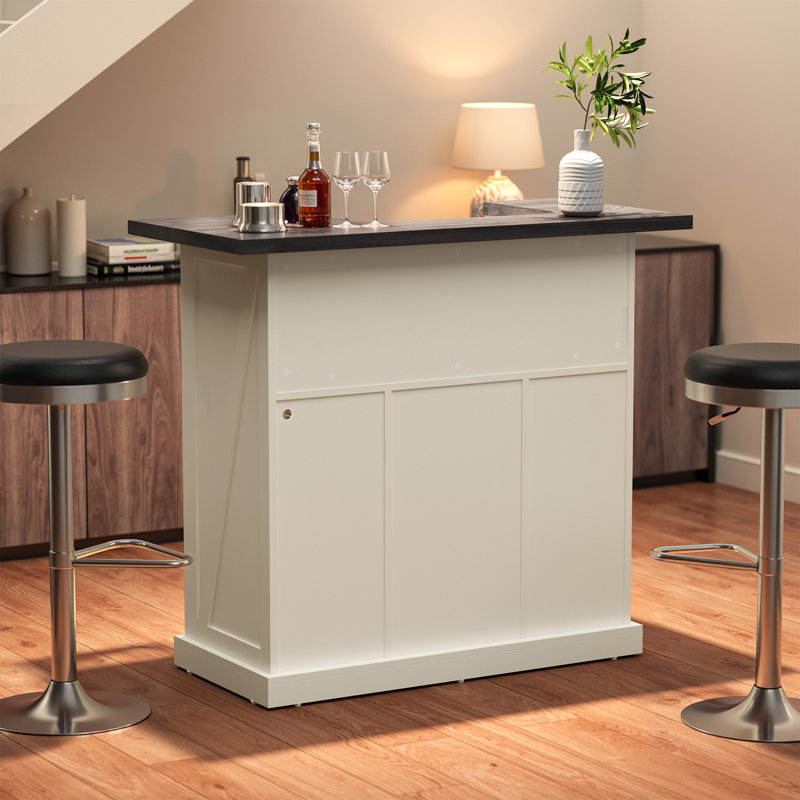 Wrought Studio™ Farmhouse Style 47.2”L Home Bar Unit Liquor Bar Table ...