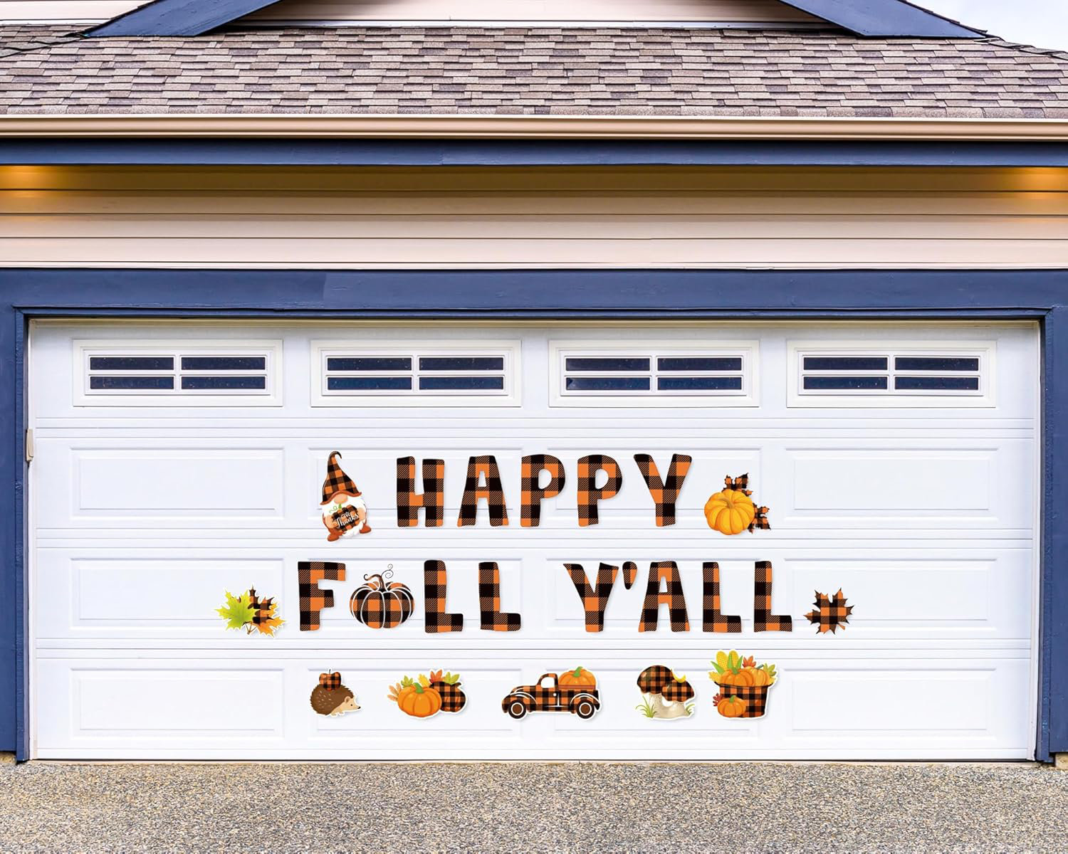 Ophelia & Co. 23 Pieces Plaid Fall Garage Decoration Magnet Stickers ...