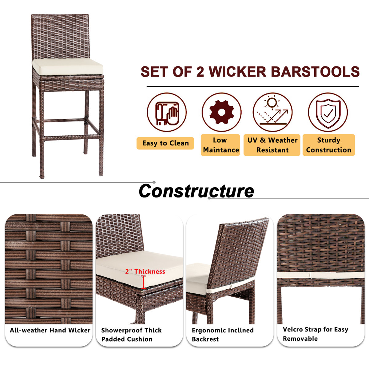 Latitude Run® Outdoor Bar Set For Patio 6Pcs Outdoor Bar Tables And ...