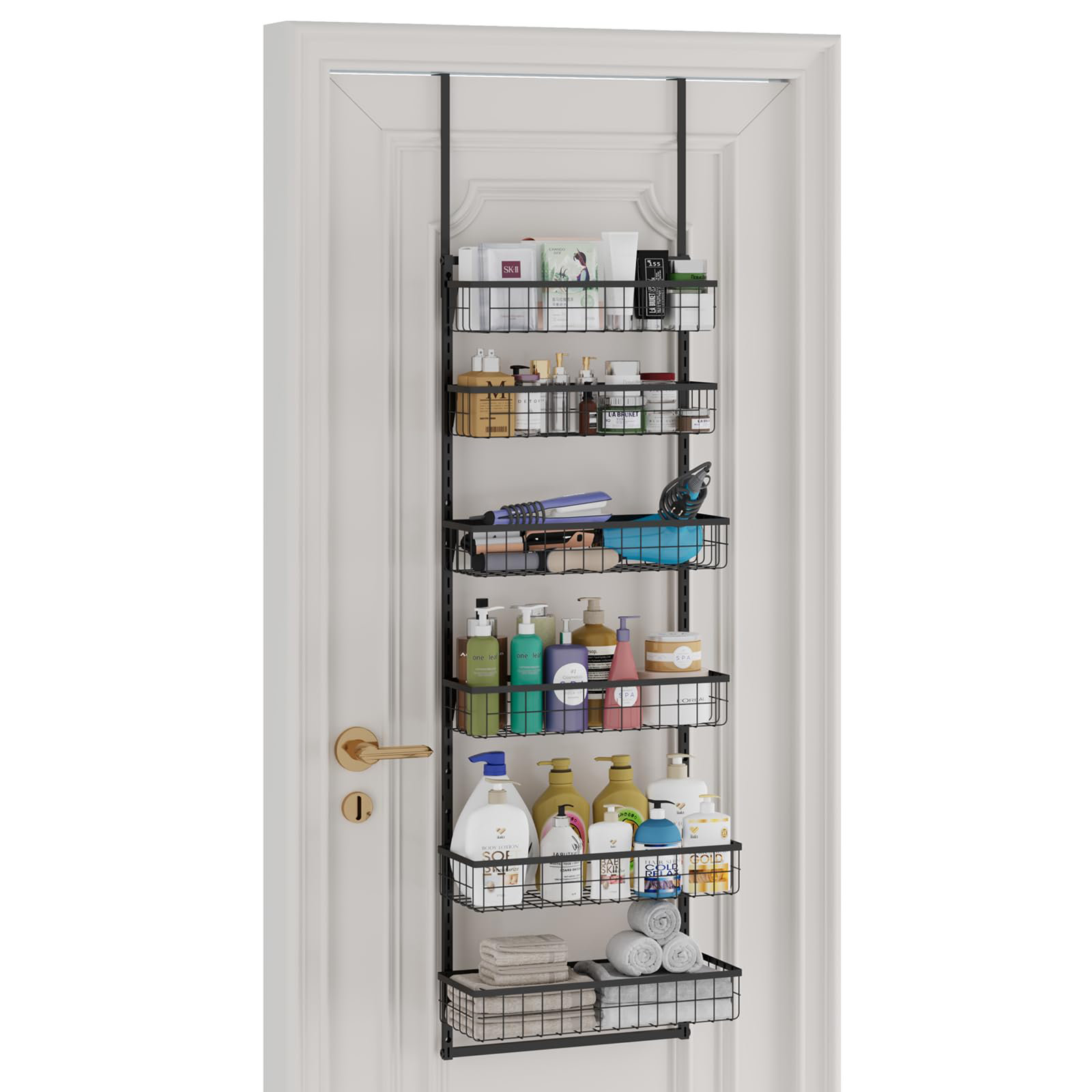 Rebrilliant Over The Door Bathroom Organizer, 6-Tier Adjustable Metal ...