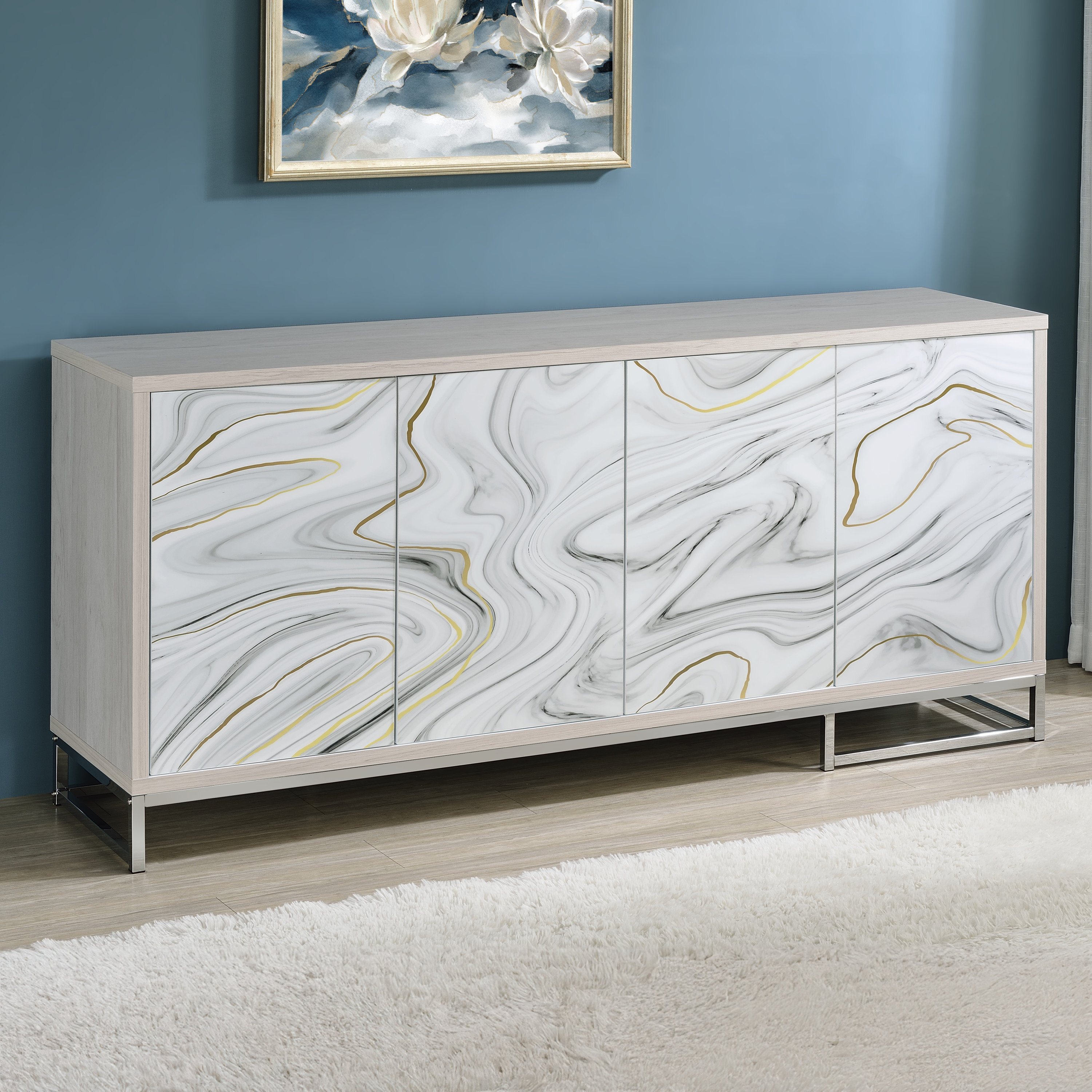 Wrought Studio™ Crowle Mika 4-Door Sideboard | Wayfair