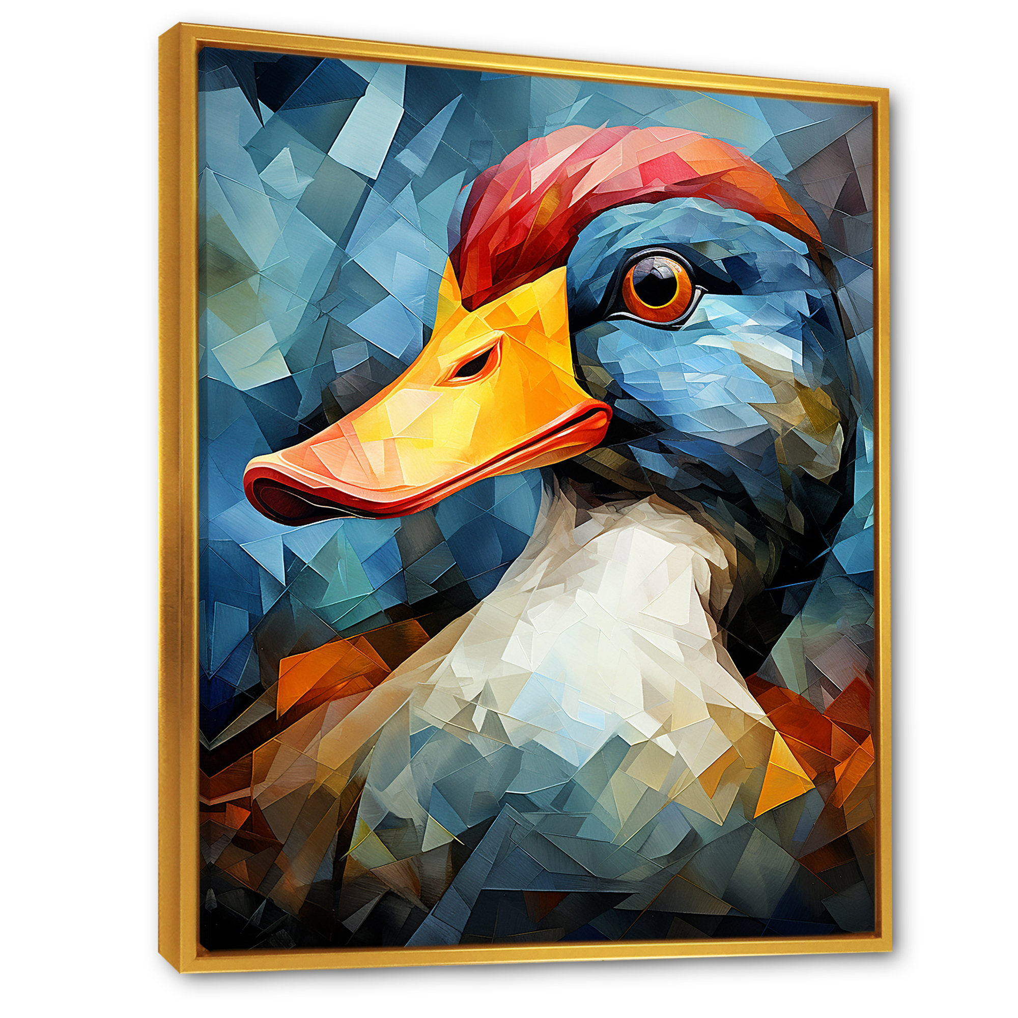 August Grove Cubist Quack Duck Portrait In Blue And Yellow - Duck ...