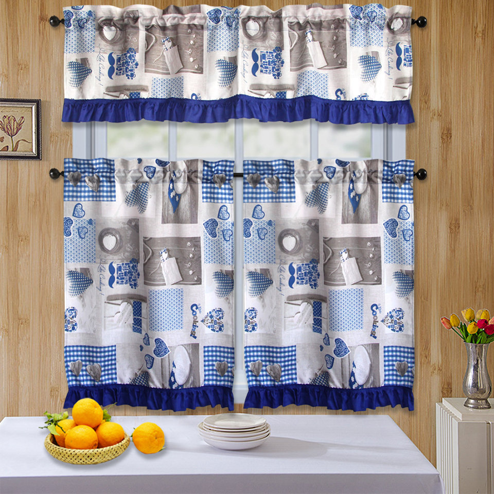 East Urban Home BT589-D49 3PC RUFFLED KITCHEN CURTAIN | Wayfair