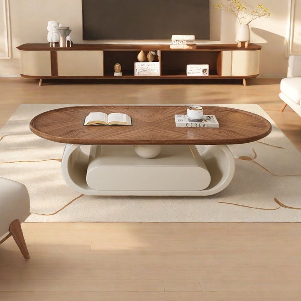 LIZIYE Floor Coffee Table with Drawers | Wayfair