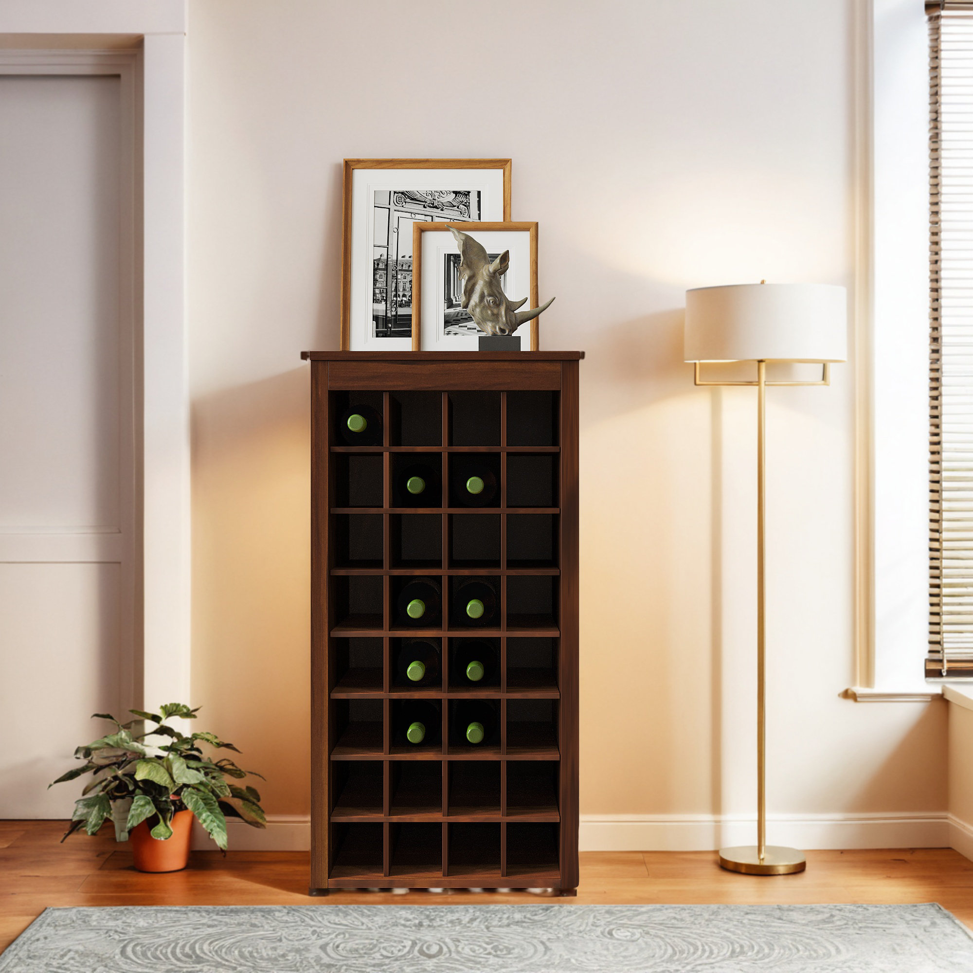 Lark Manor™ Wine Bar Cabinet with 32 Wine Grids,Farmhouse Sideboard ...