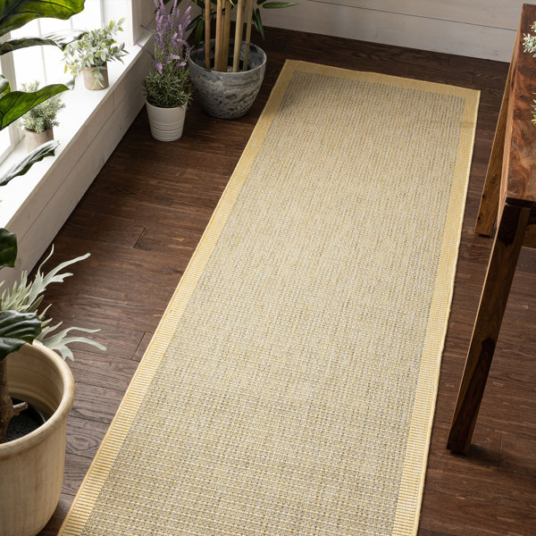 Union Rustic Marshanna Odin Solid Striped Border Indoor Outdoor Yellow ...