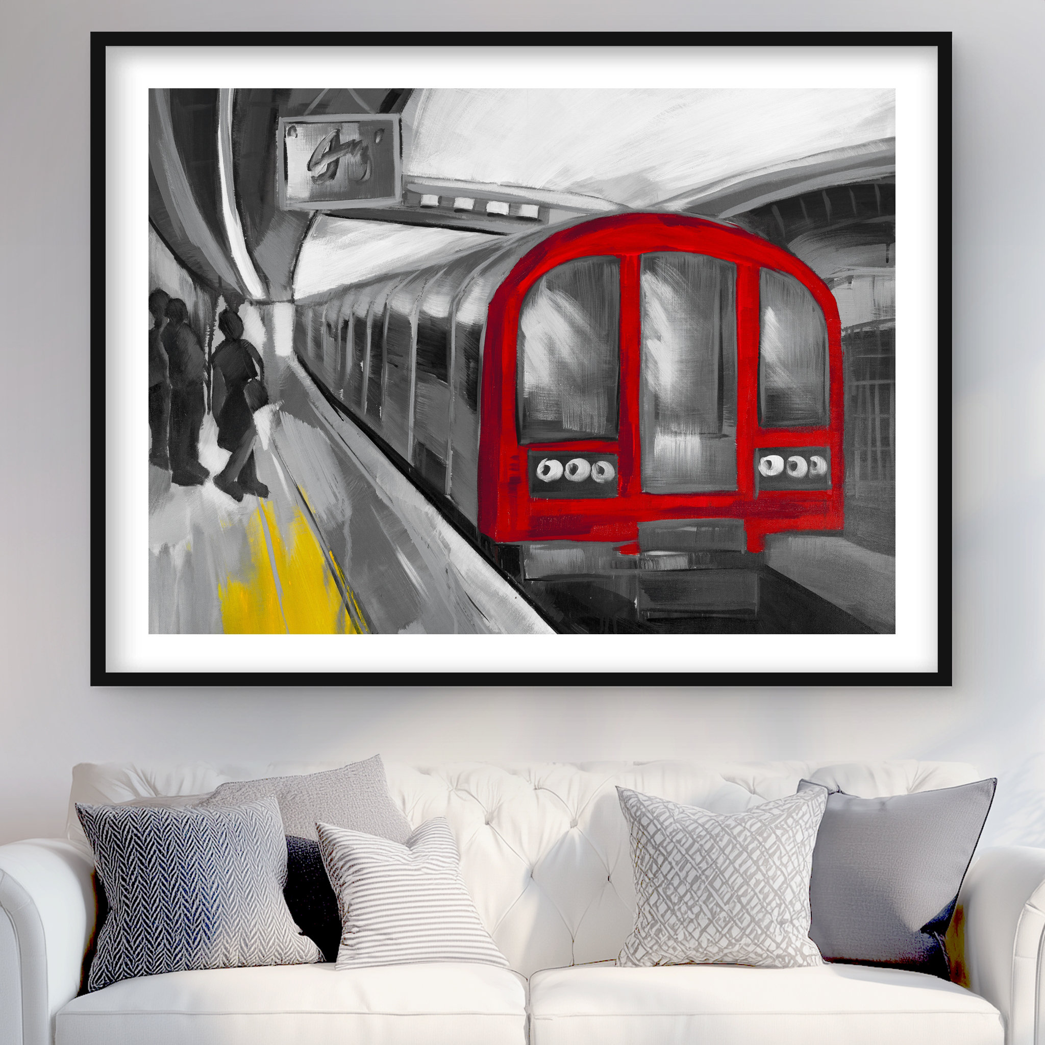 Lark Manor™ Waiting Subway - Red Train Framed Matted Print | Home Decor ...