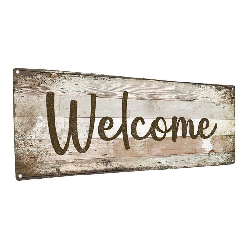 Gracie Oaks Yien Welcome Metal Sign | Wayfair
