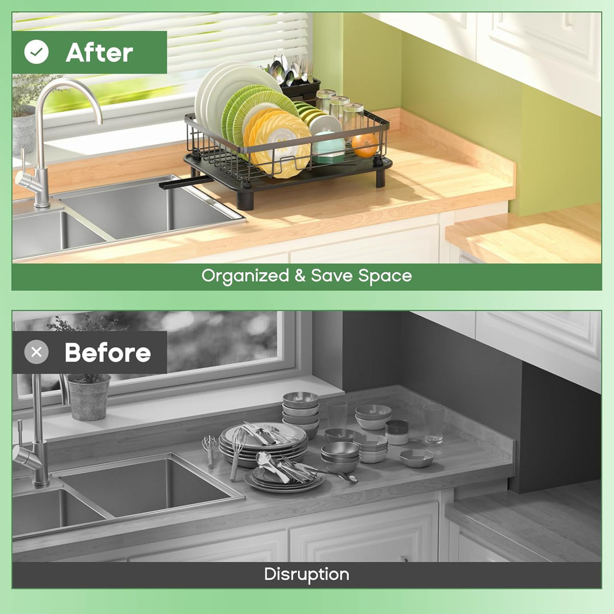 MASMIO Dish Drying Rack, Space-Saving Dish Rack For Kitchen Counter ...