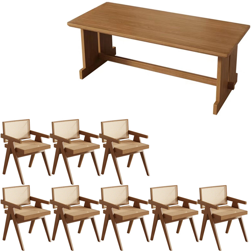 Waagy Japanese style simple solid wood dining table set | Wayfair