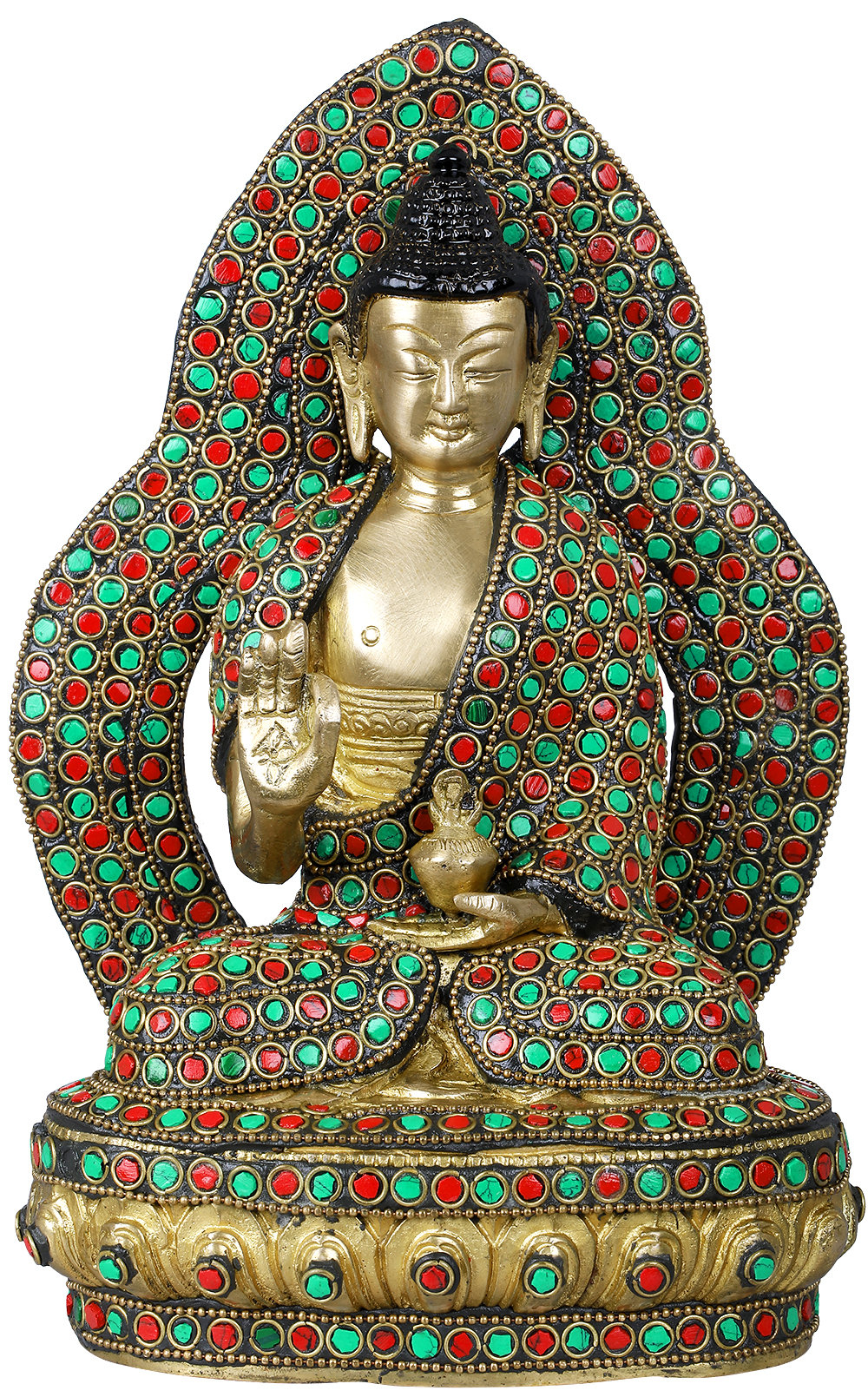 Bungalow Rose Lord Buddha Seated On Lotus Throne - Tibetan Buddhist ...