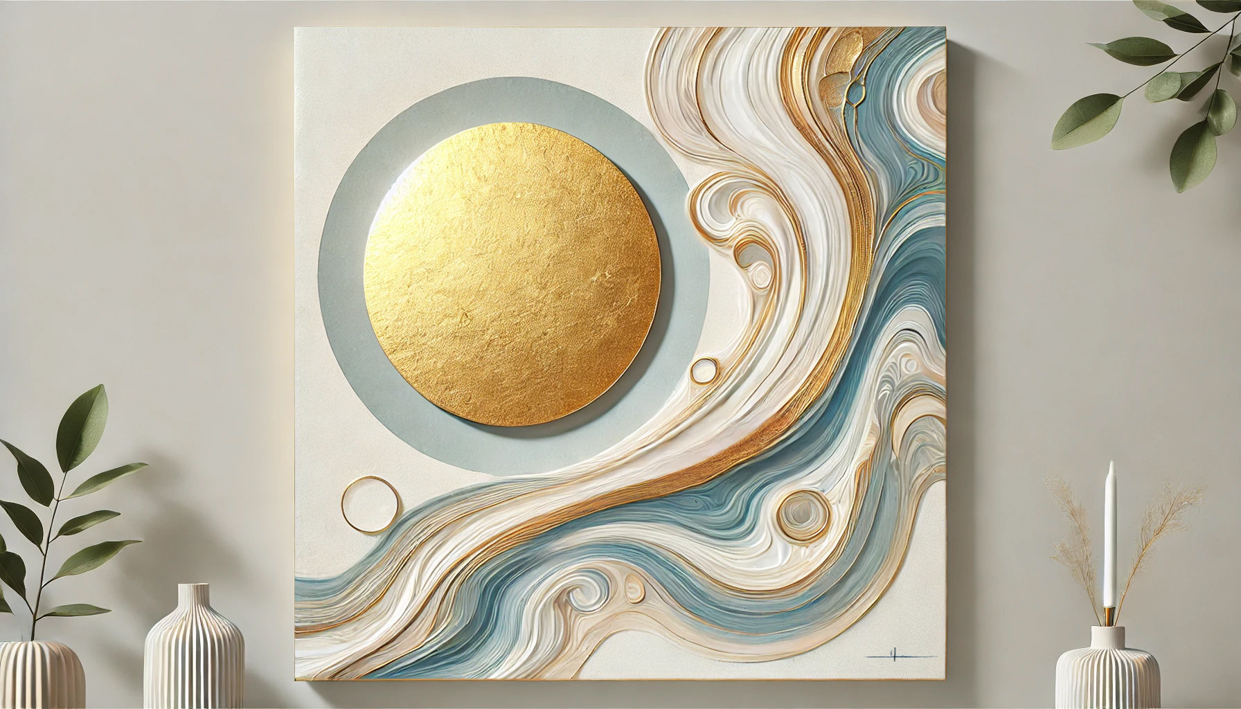 Wrought Studio™ Celestial Gold Harmony - Abstract Golden Sun Print ...