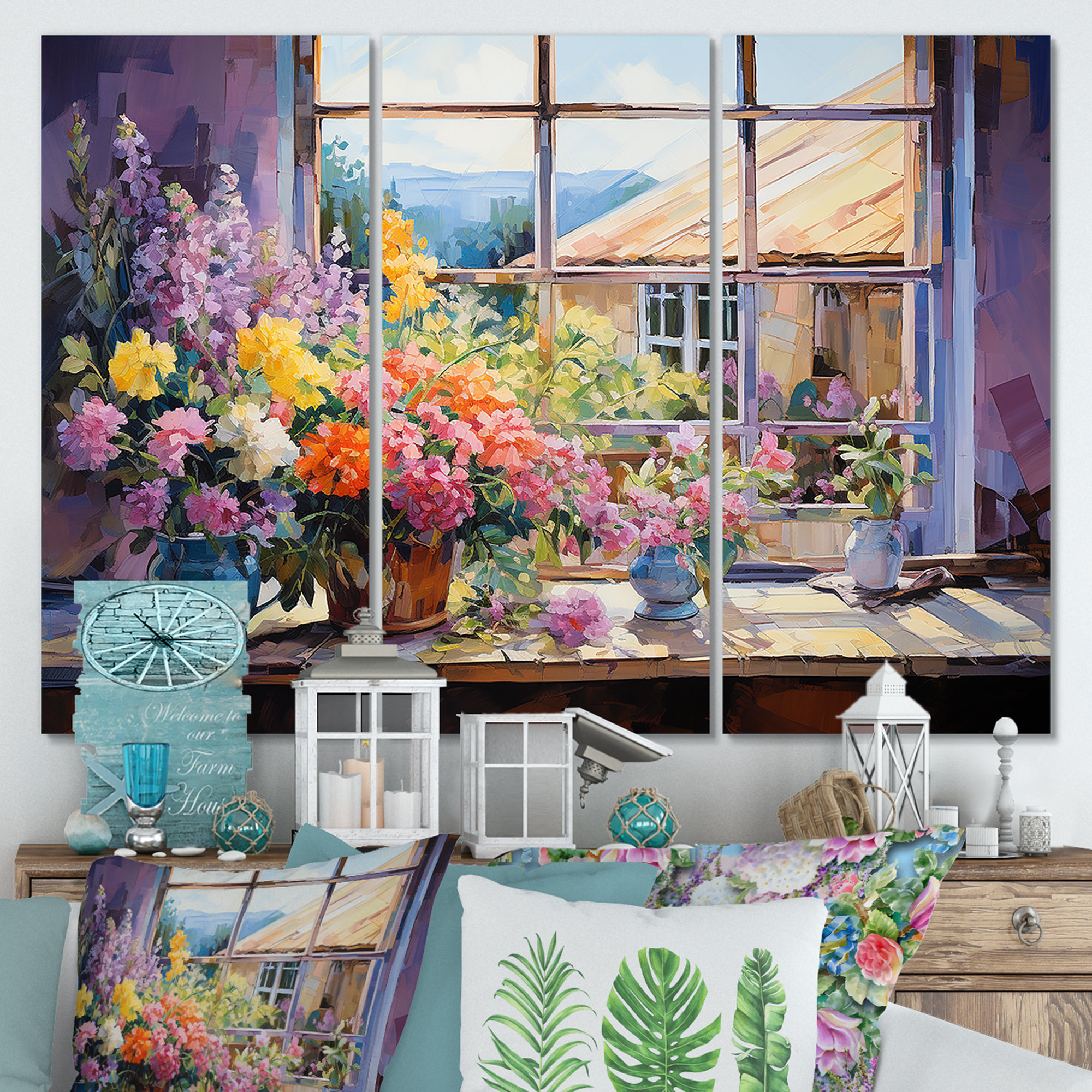 Red Barrel Studio® Purple Floral Ranch Window View - Farmhouse Windows ...